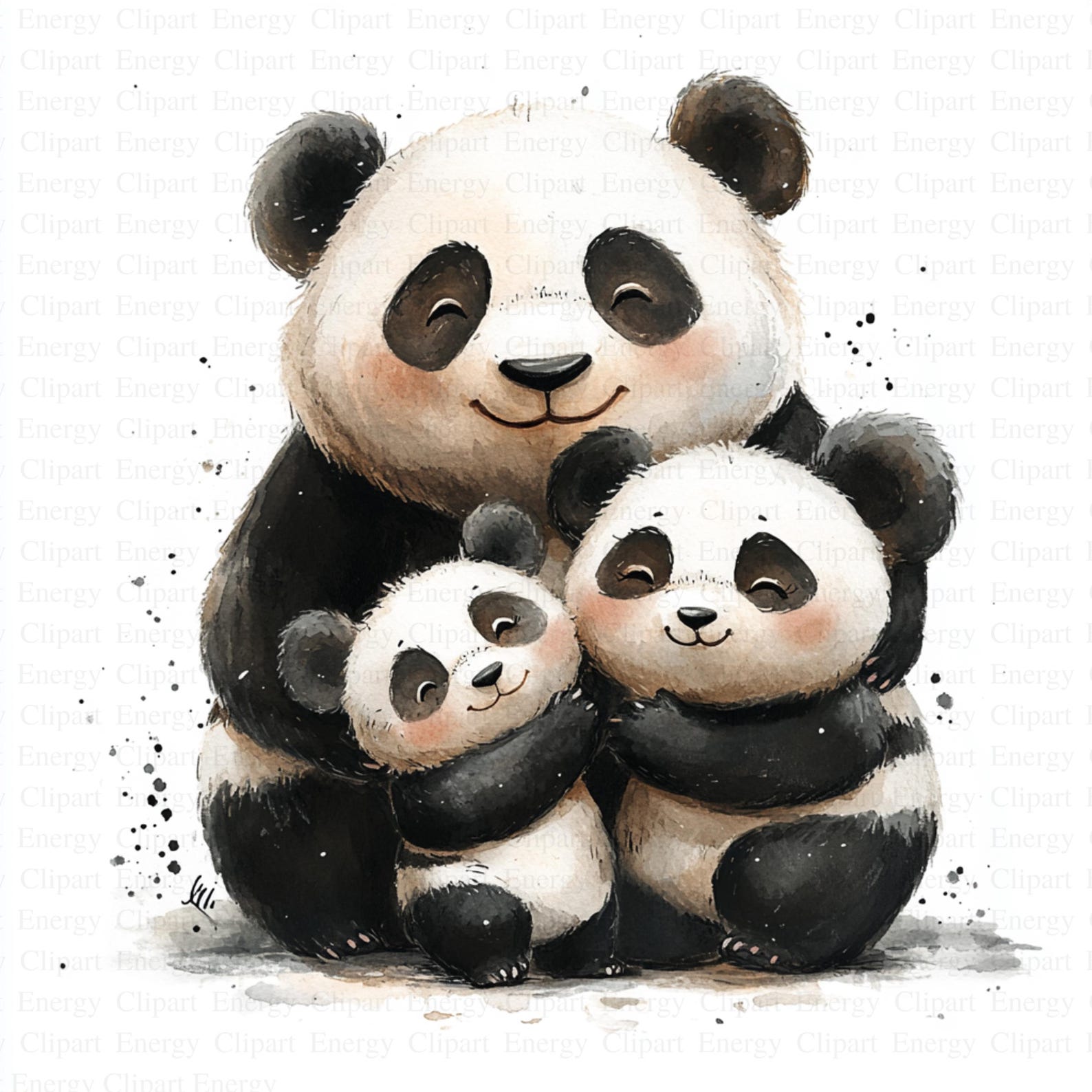 Cute Panda Family Clipart | 5 High Quality Jpg's | Digital Download ...