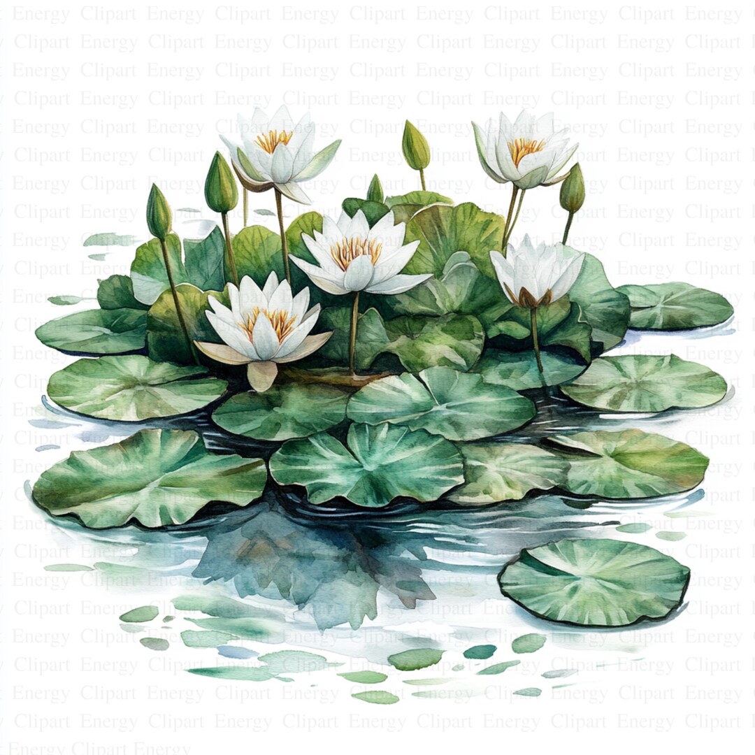 Watercolor Pond Clipart 5 High Quality Jpg's Digital Download Tranquil ...