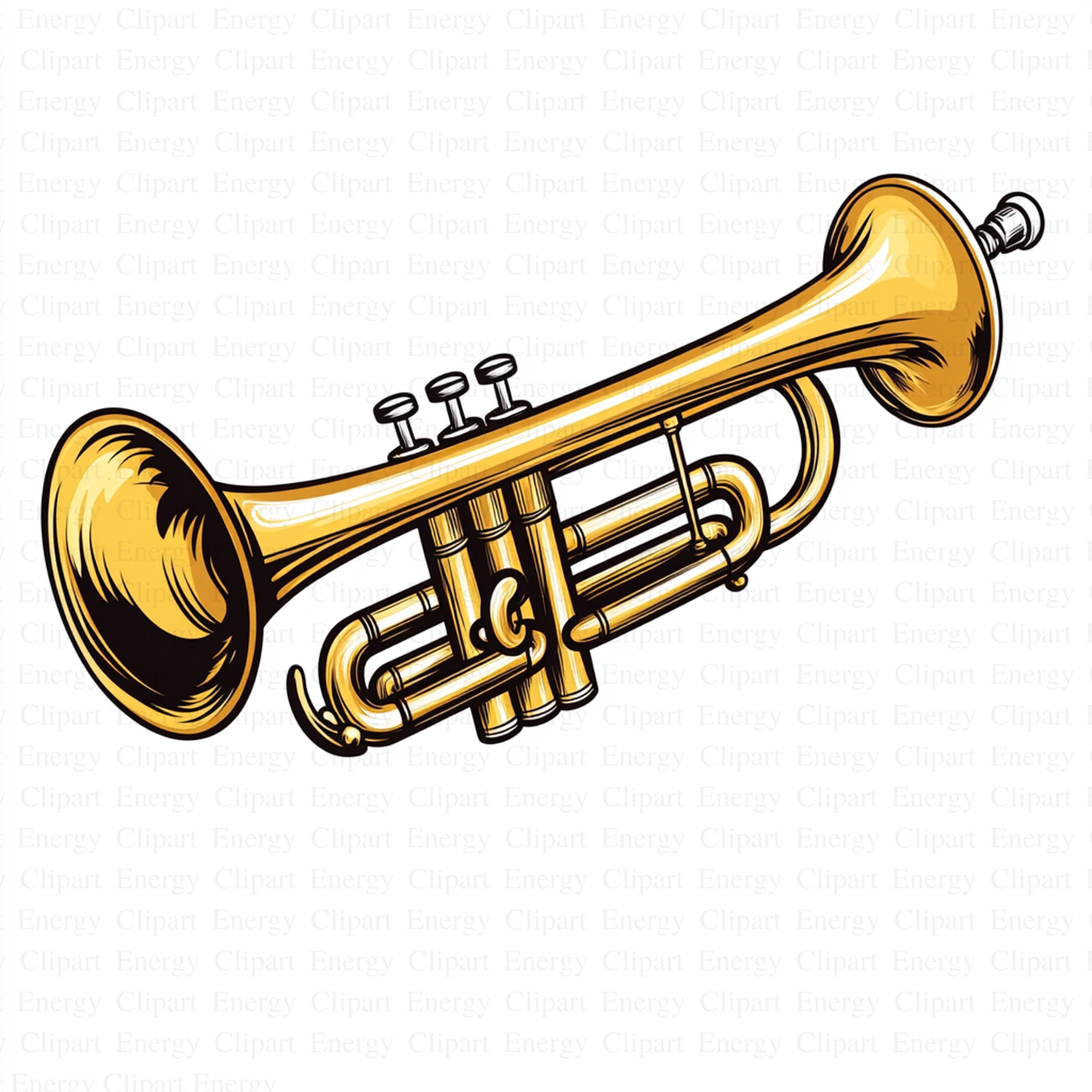Trumpet Clipart | 5 High Quality Jpg's | Digital Download | Brass Music ...