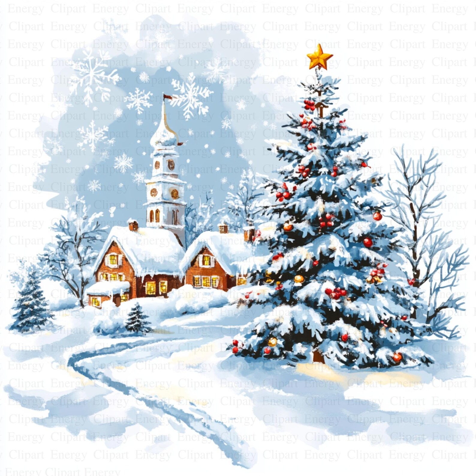 Christmas Card Clipart | 5 High Quality Jpgs | Digital Download | Clipart | Winter Park Card ...