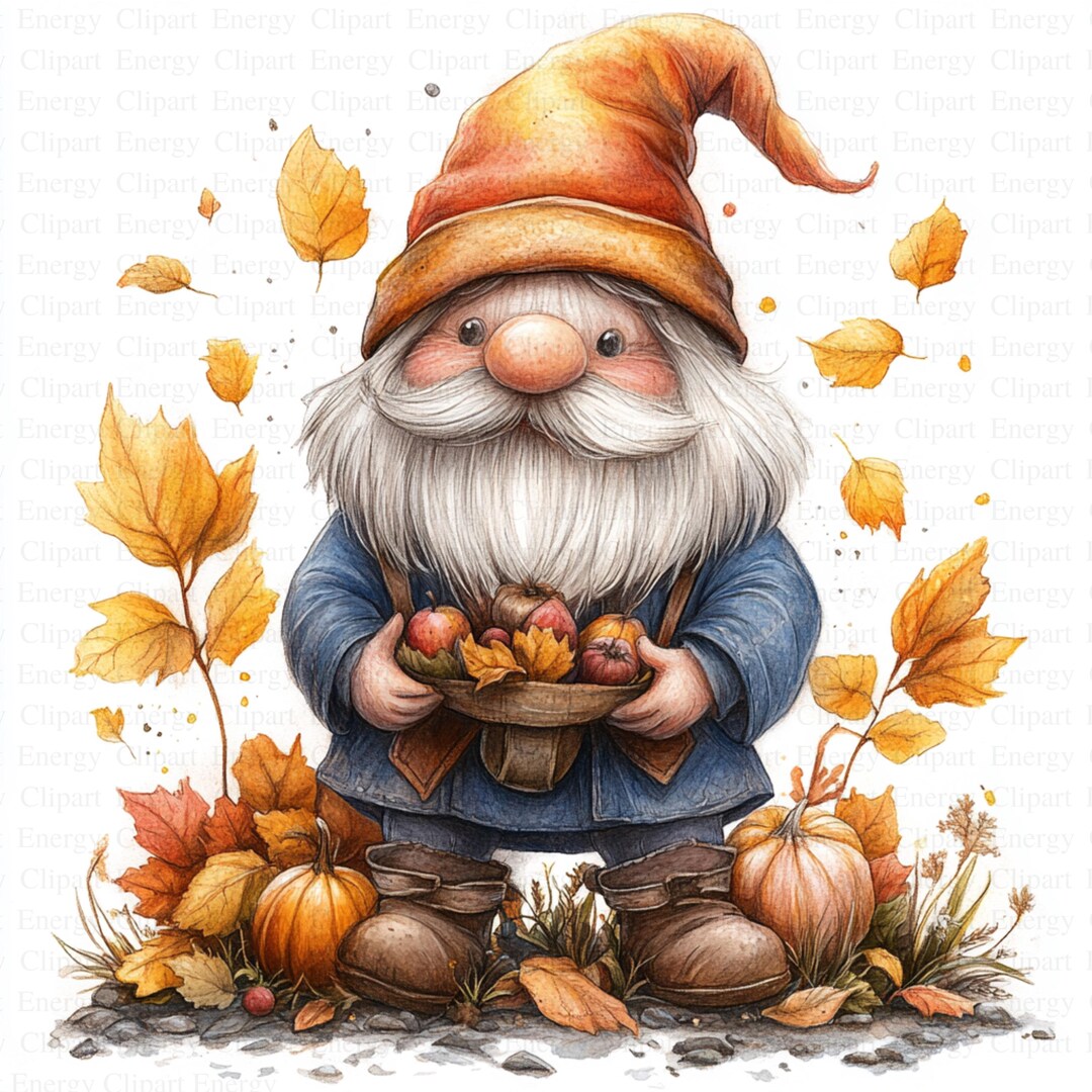 Watercolor Autumn Gnome Clipart | 5 High Quality Jpg's | Digital ...