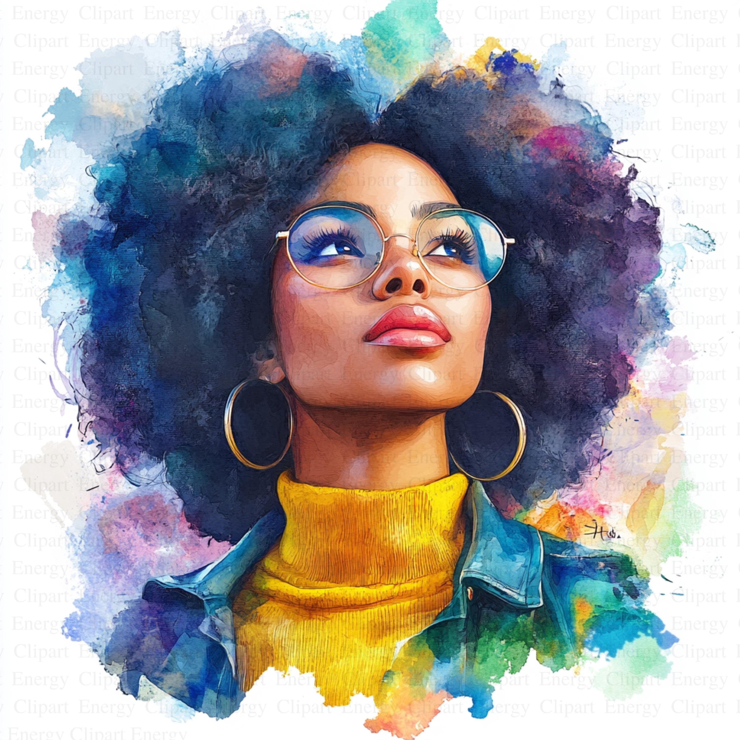 Afro Woman Clipart | 5 High Quality Jpg's | Digital Download | Afro ...