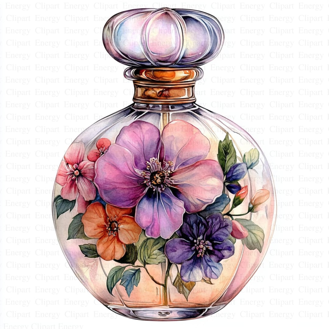 Floral Perfume Bottle Clipart | 5 High Quality Jpgs | Digital Download ...