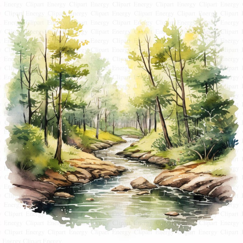 Watercolor Art Creek - Etsy