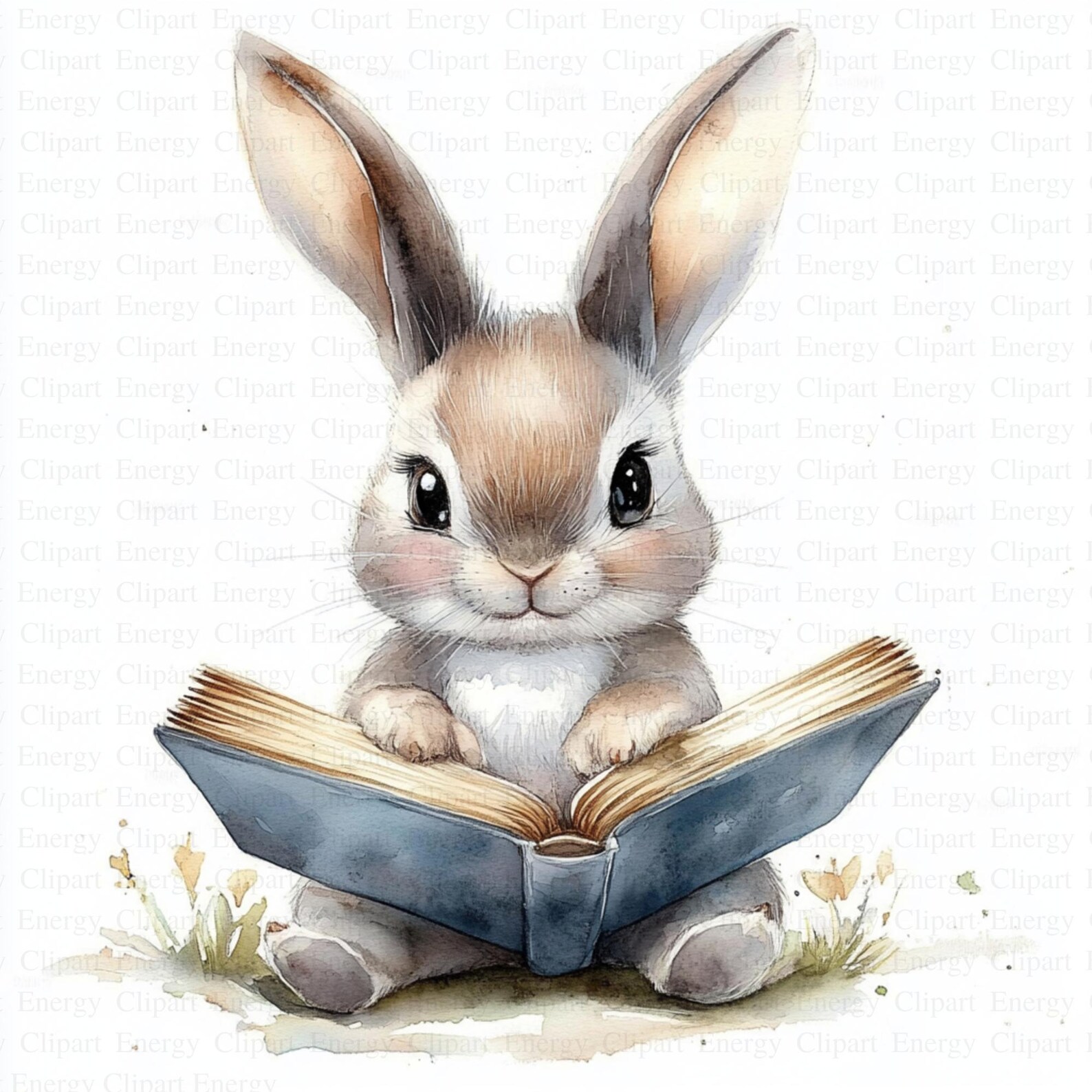 Bunny Reading Book Clipart | 5 High Quality Jpgs | Digital Download ...