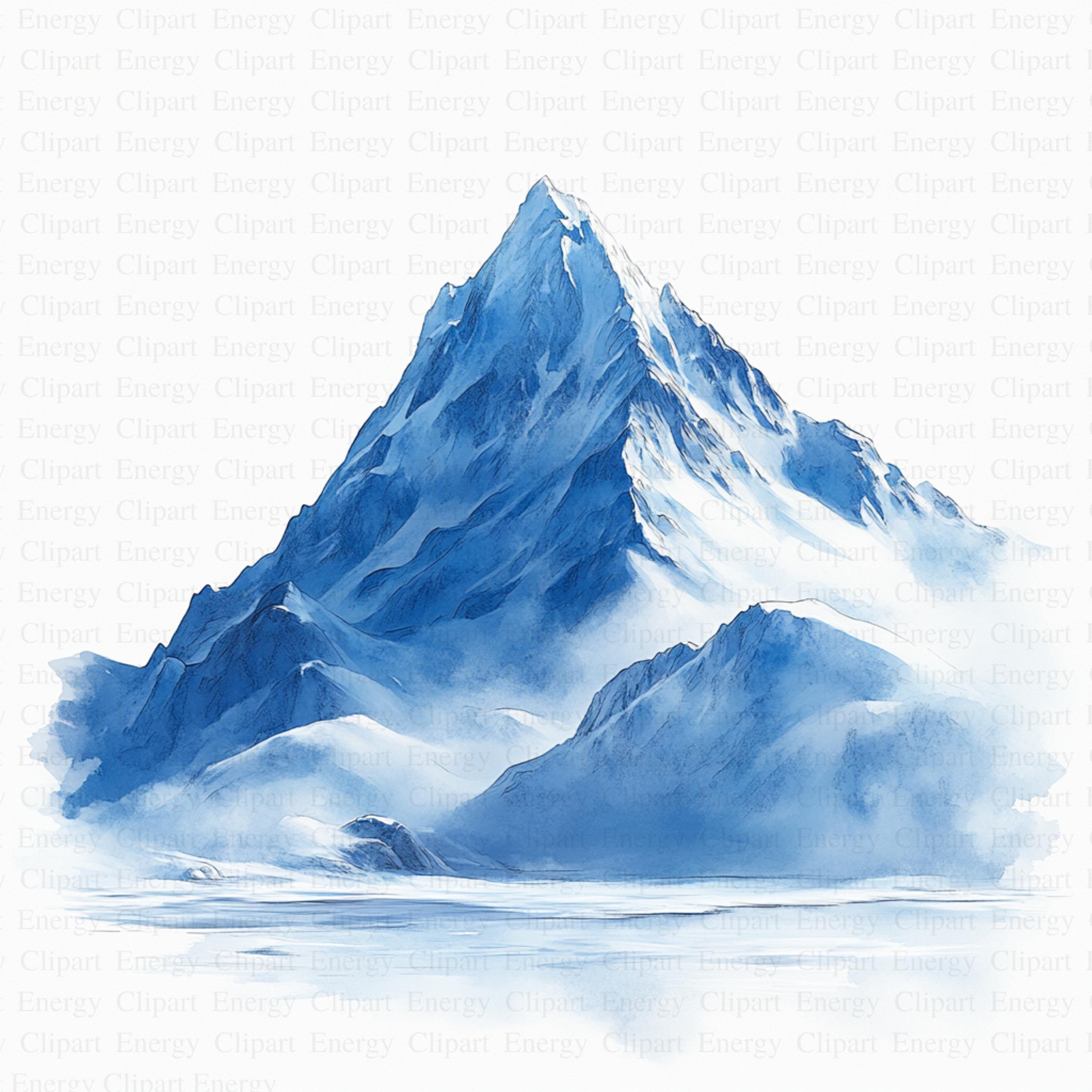 Watercolor Snowy Mountain Clipart 5 High Quality Jpg's Digital Download ...