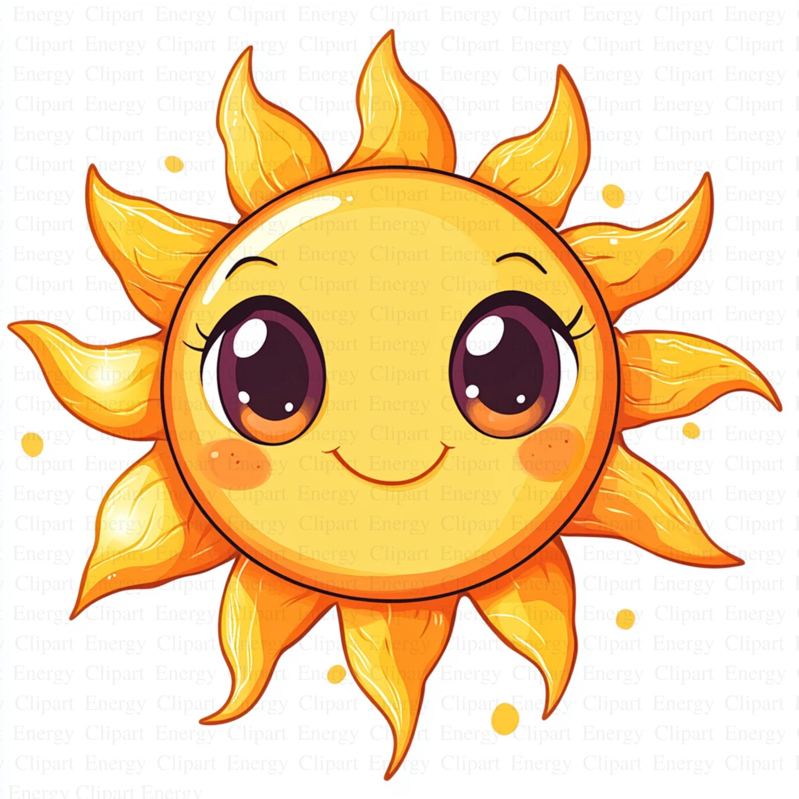 Watercolor Cute Sun Clipart | 5 High Quality Jpg's | Digital Download ...