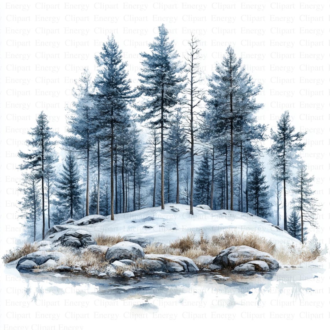 Winter Forest Clipart | 5 High Quality Jpg's | Digital Download | Snowy ...