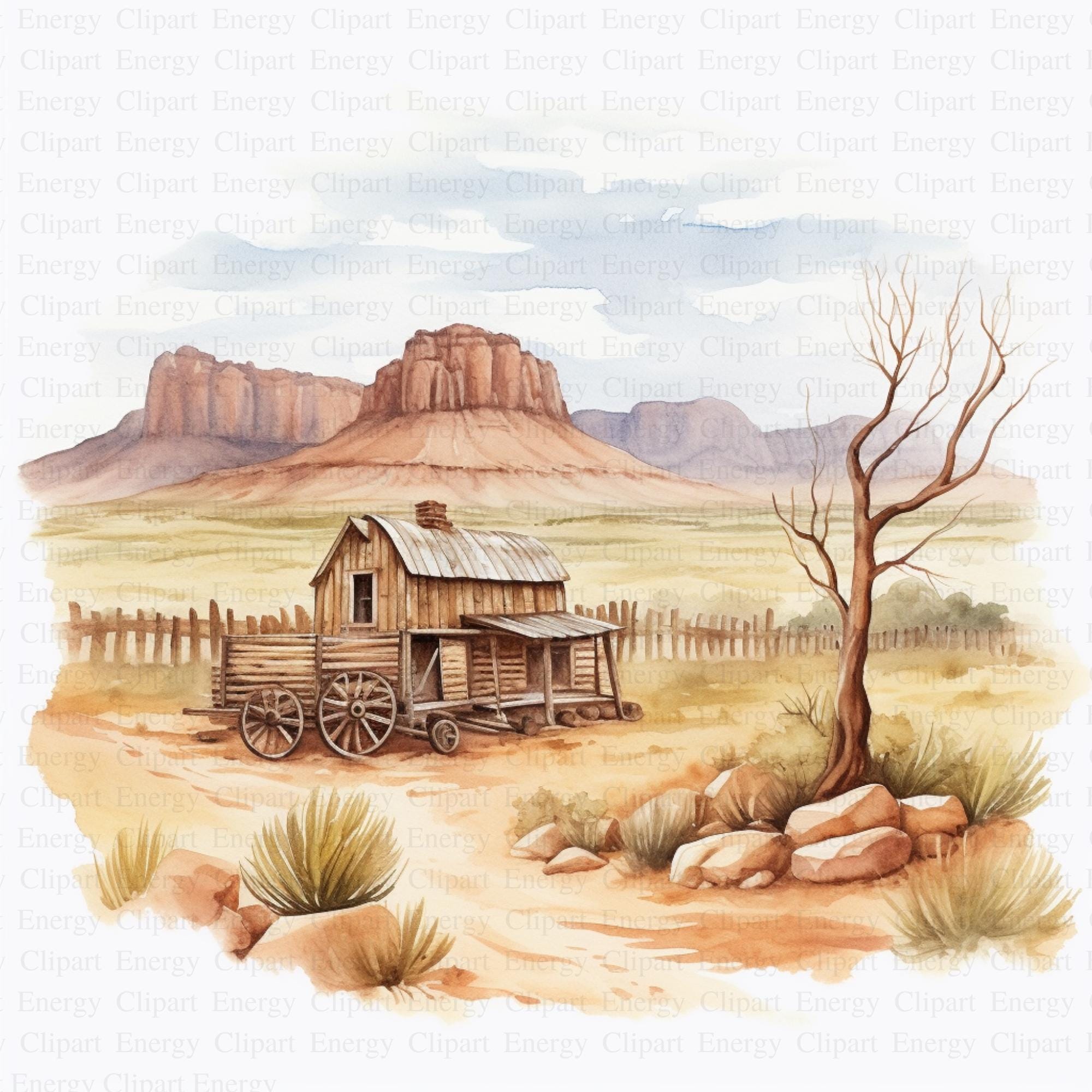 Old West Landscape Clipart 5 High Quality Jpgs Digital Download Card ...
