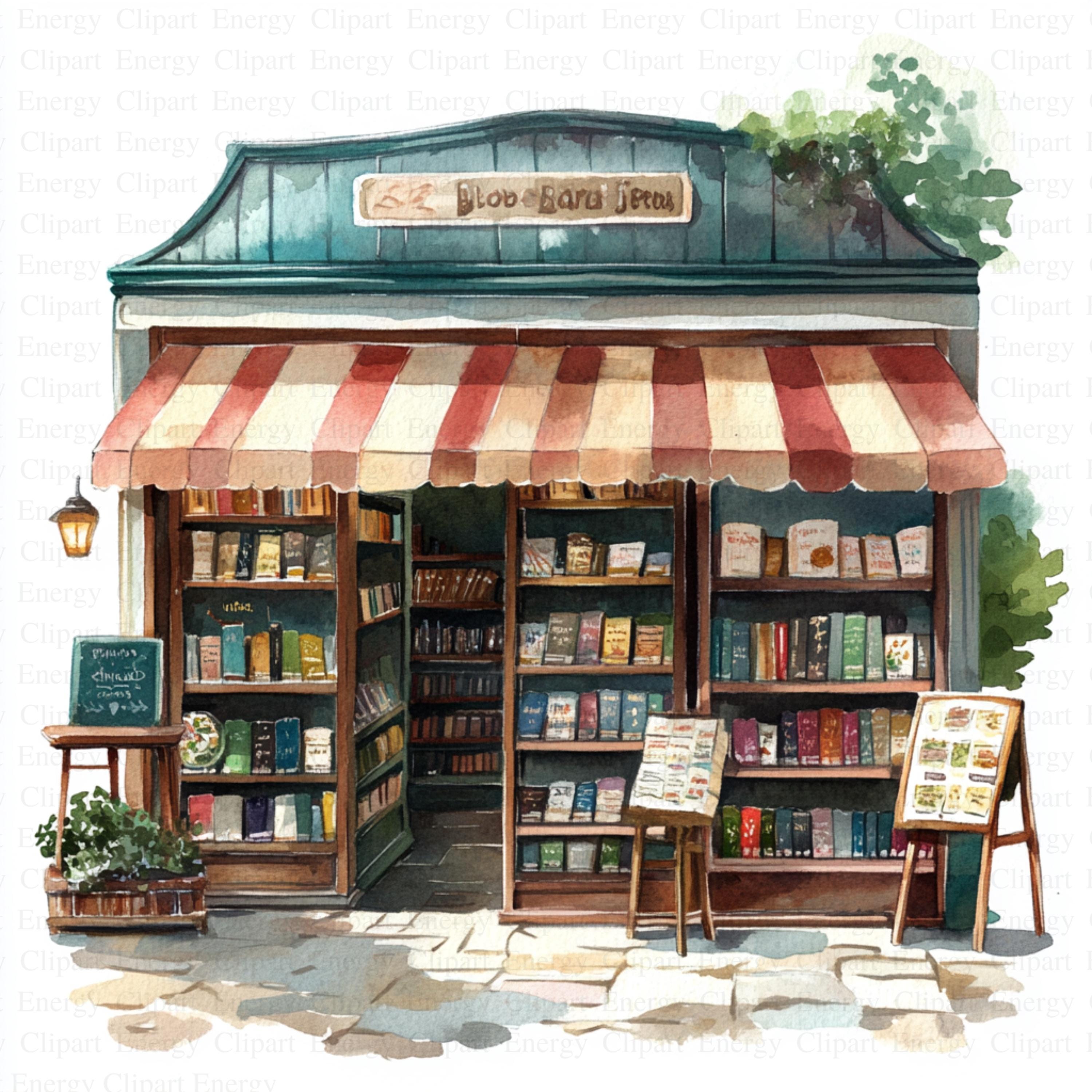 Bookstore Clipart | 5 High Quality Jpg's | Digital Download | Bookshop ...