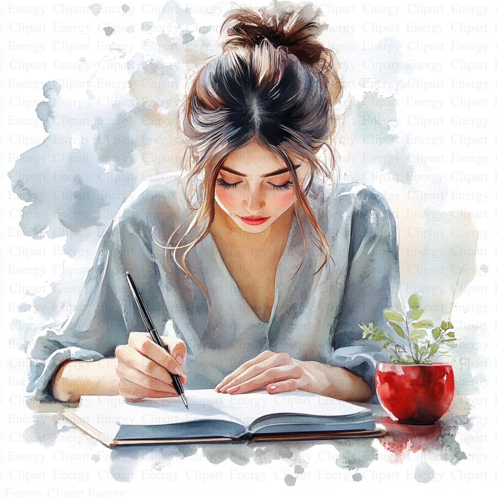 Woman Writing Clipart | 5 High Quality Jpgs | Digital Download | Writer ...