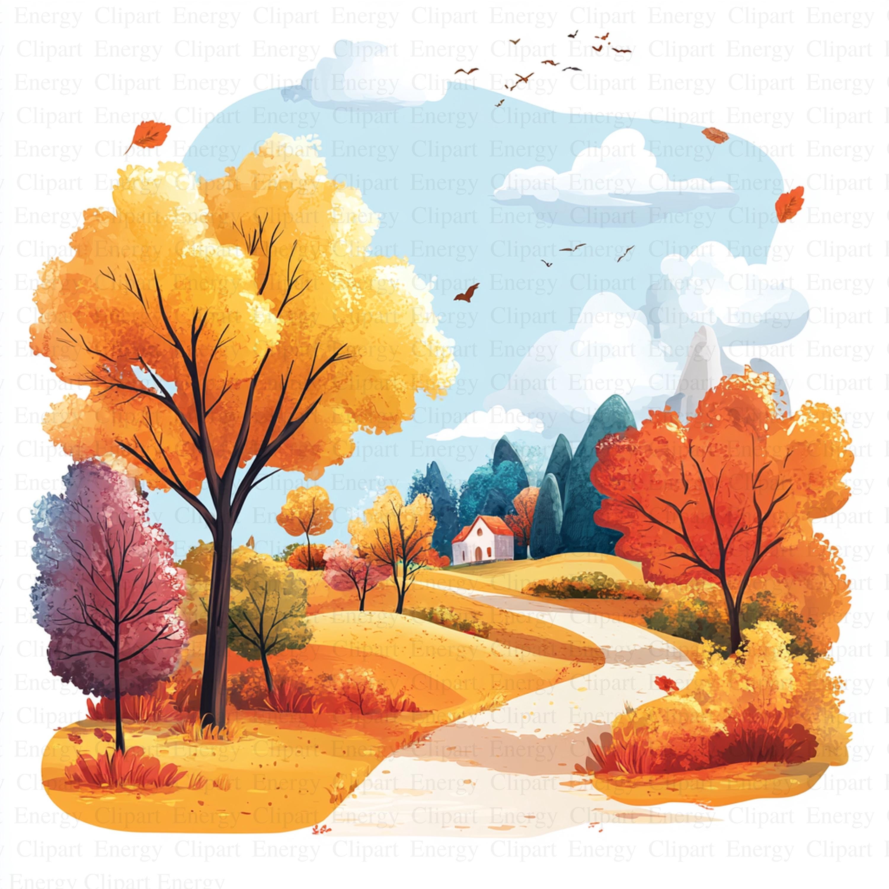 Fall Landscape Clipart | 5 High Quality Jpg's | Digital Download ...