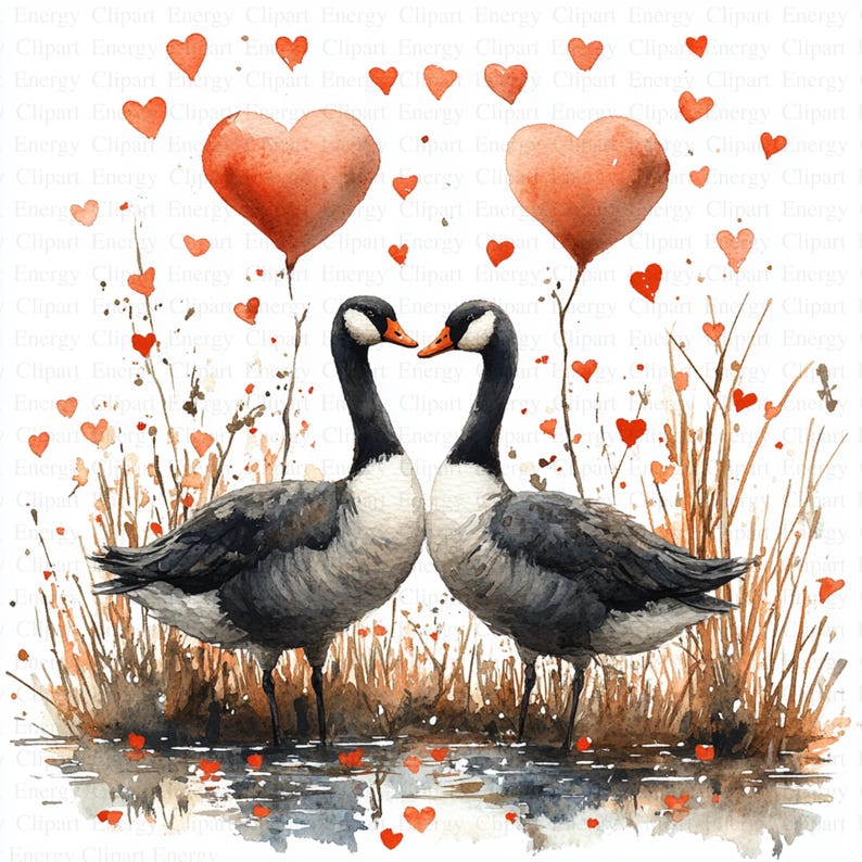 Watercolor Waddling Geese Clipart | 5 High Quality Jpg's | Digital ...