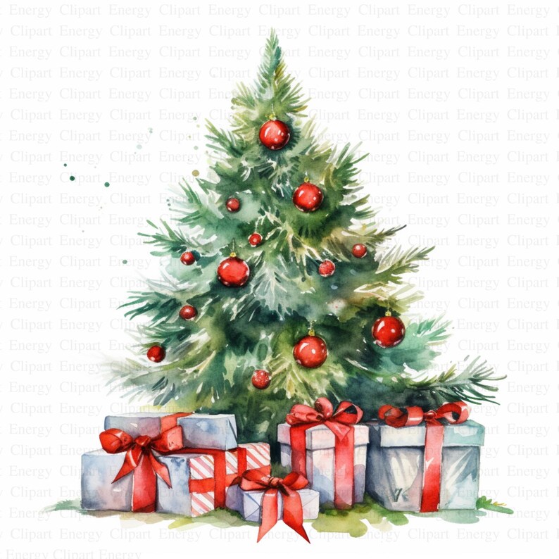 Christmas Tree & Gifts Clipart 5 High Quality Jpgs Digital Download ...