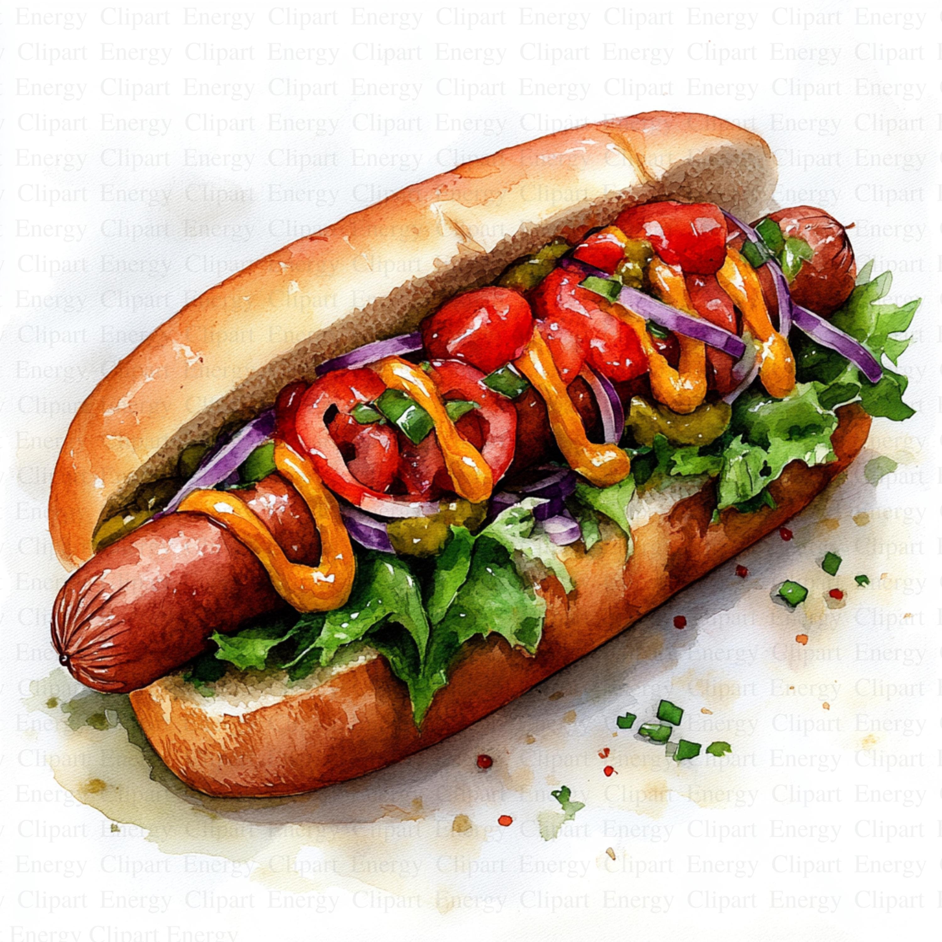 Hot Dog Clipart | 5 High Quality Jpg's | Digital Download | Hot Dog ...