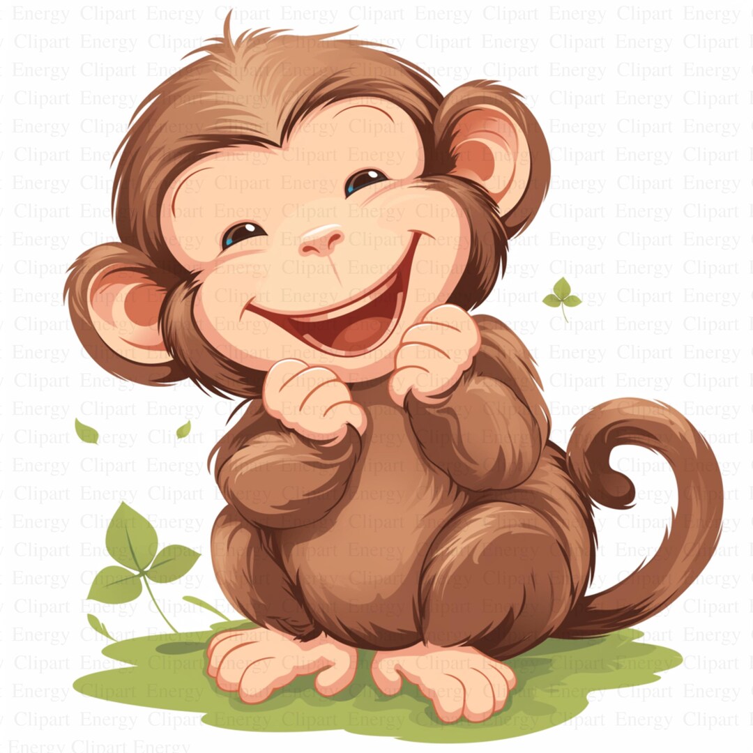 Watercolor Monkey Clipart | 5 High Quality Jpg's | Digital Download ...