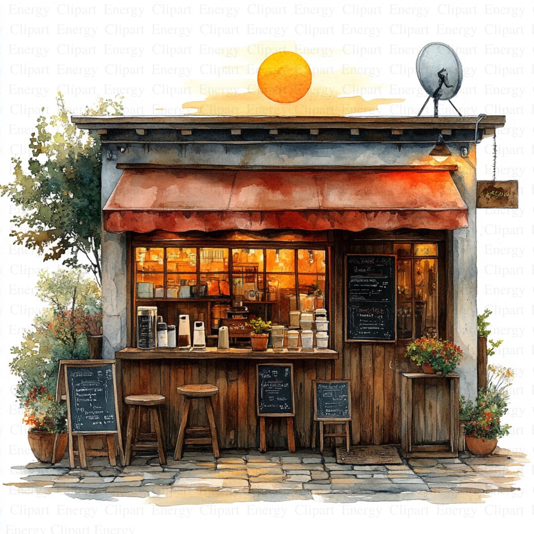 Tiny Coffee Shop Clipart | 5 High Quality Jpg's | Digital Download ...