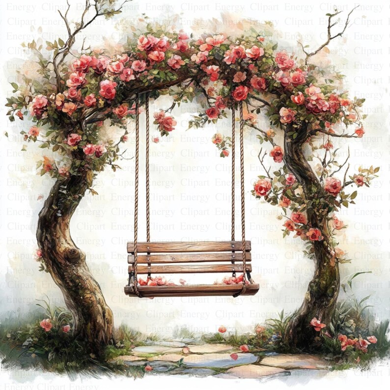 Swing in Tree Clipart | 5 High Quality Jpgs | Digital Download | Paper ...