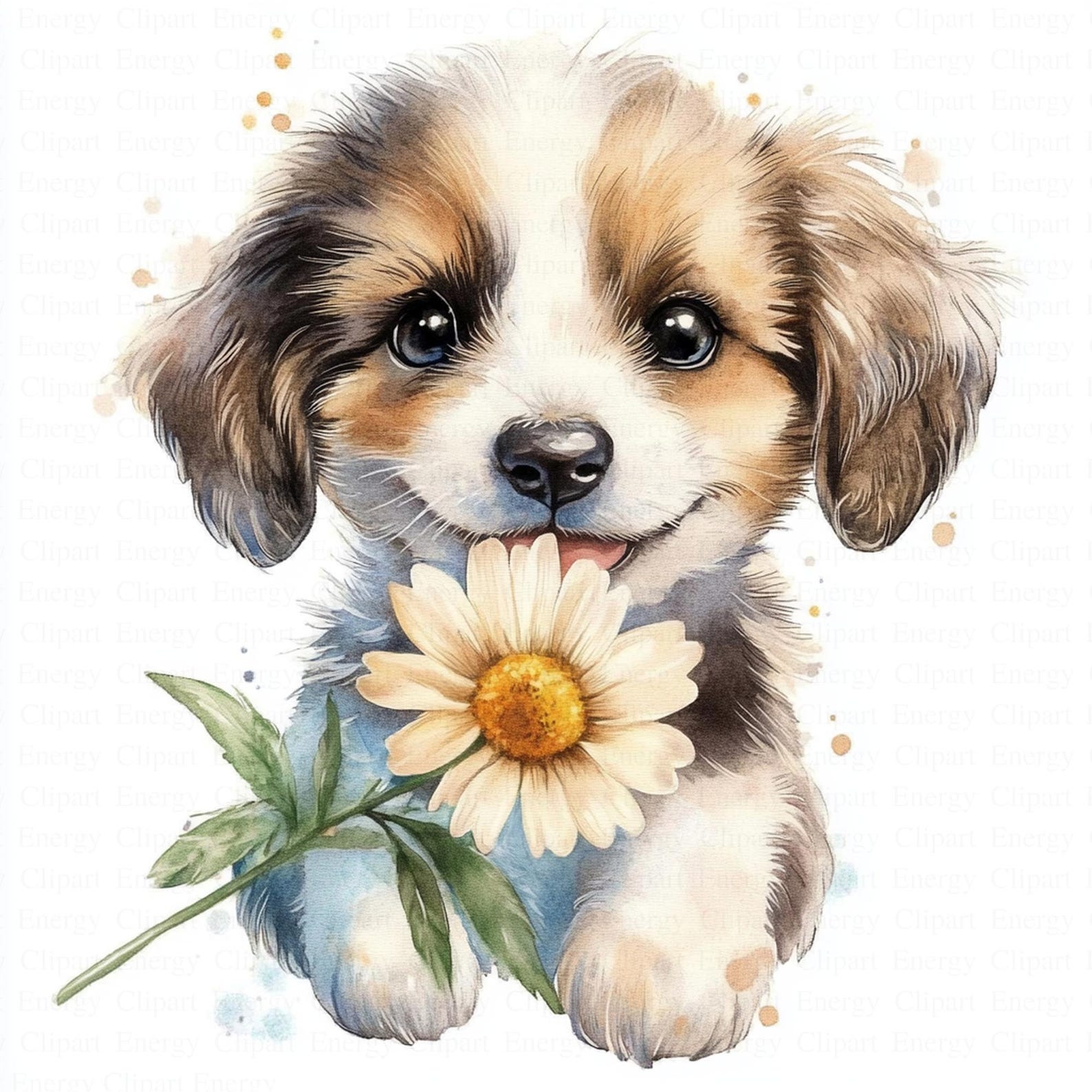 Puppy With Flower Clipart | 5 High Quality Jpgs | Digital Download ...