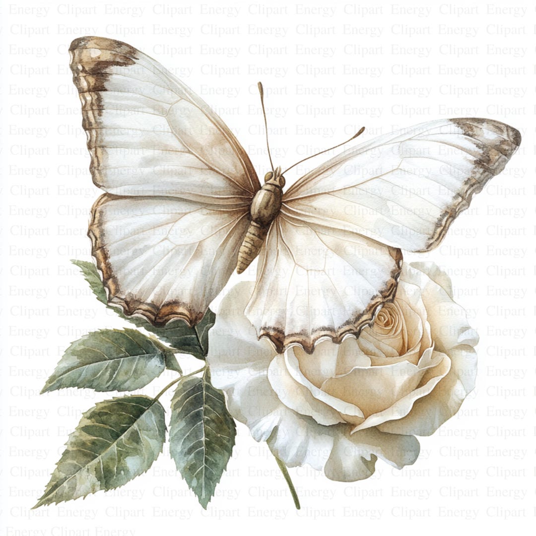 White Rose Butterflies Clipart | 5 High Quality Jpg's | Digital ...