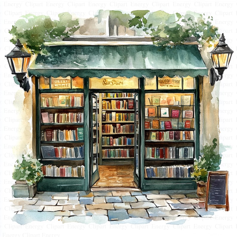 Bookstore Clipart | 5 High Quality Jpg's | Digital Download | Bookshop ...
