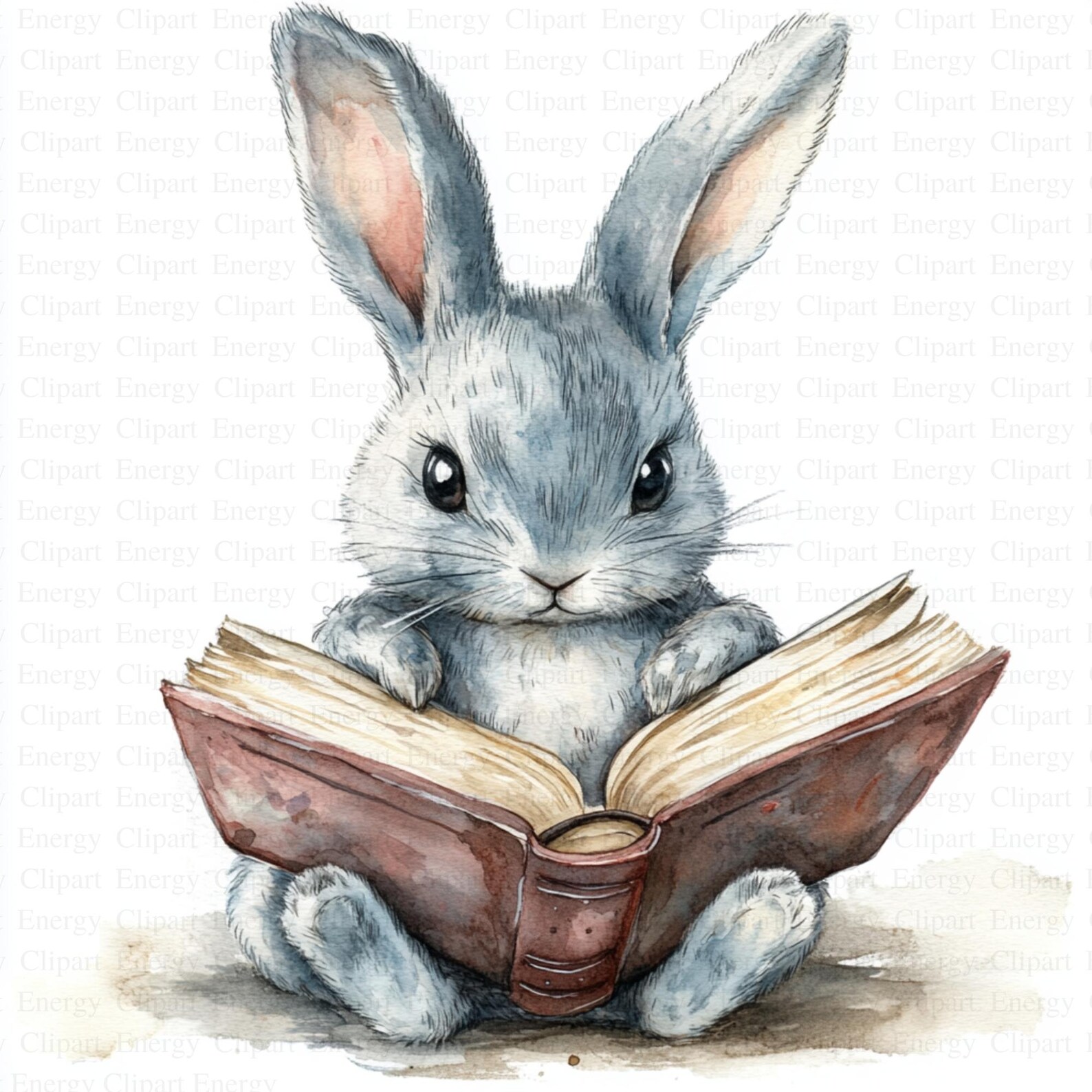 Bunny Reading Book Clipart | 5 High Quality Jpgs | Digital Download ...