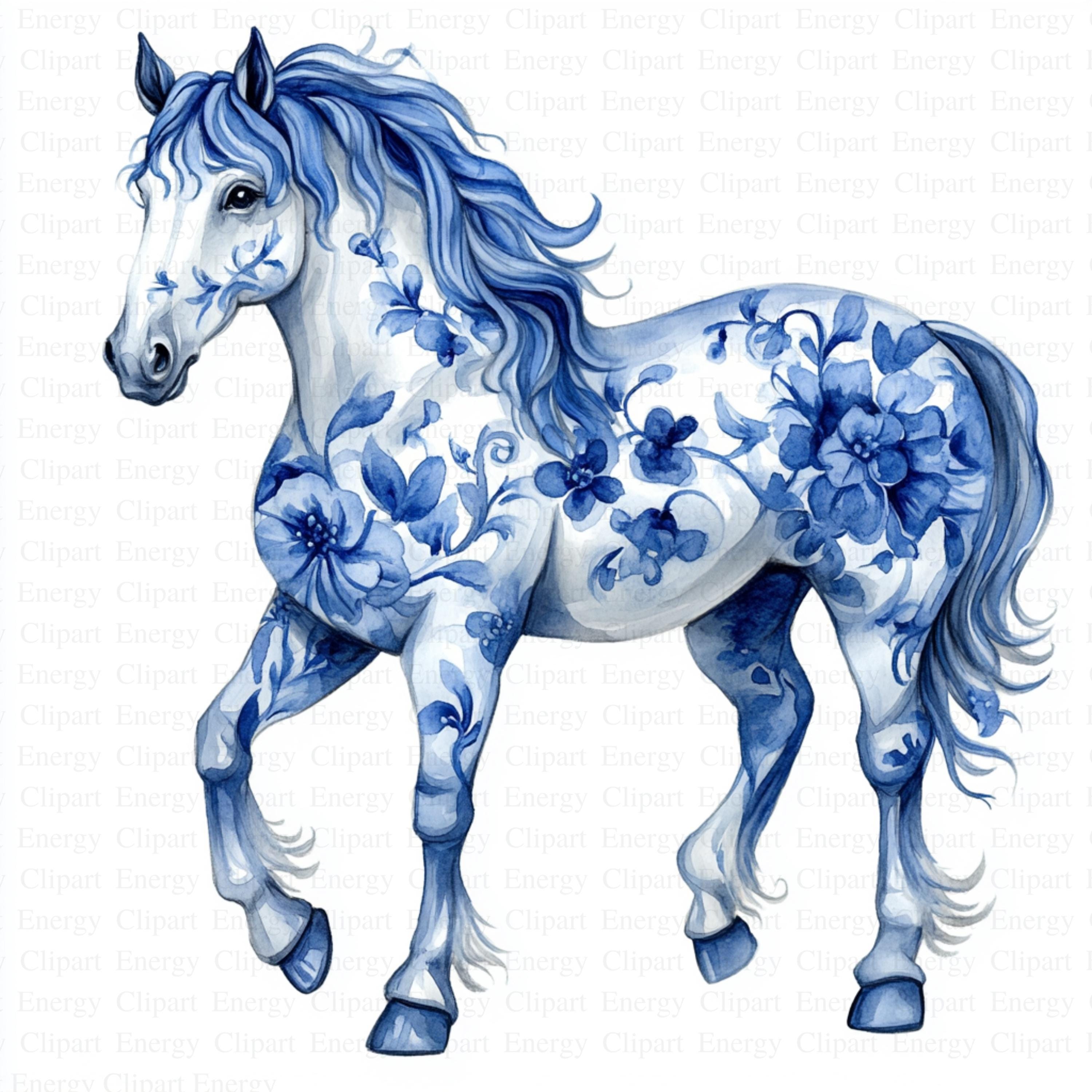Blue Delft Horse Clipart | 5 High Quality Jpg's | Digital Download ...