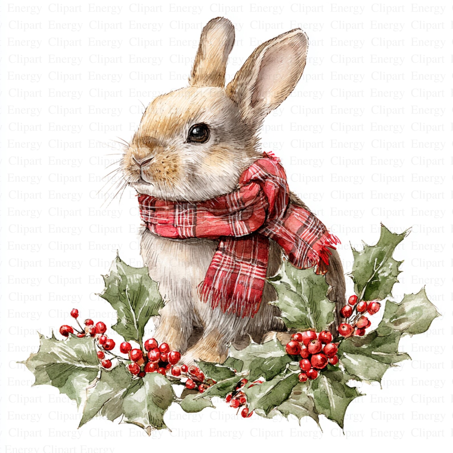 Christmas Bunny Clipart | 5 High Quality Jpg's | Digital Download ...