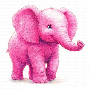 Pink Elephant Clipart | 5 High Quality Jpg's | Digital Download ...