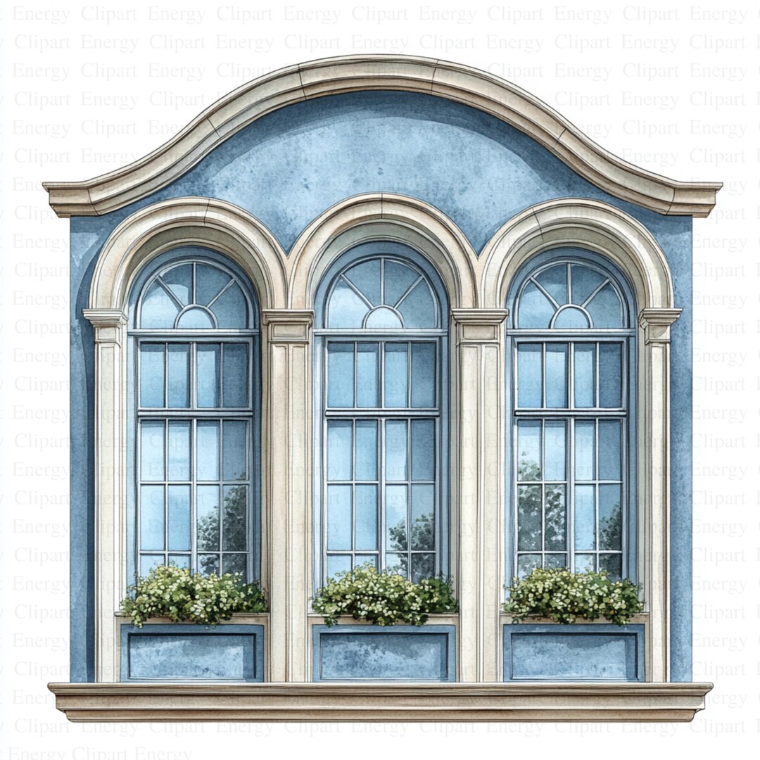 Watercolor Victorian Windows Clipart | 5 High Quality Jpg's | Digital ...