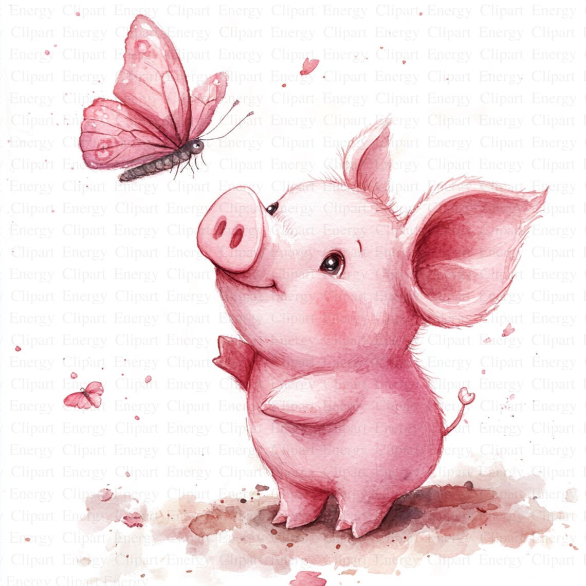Piglet & Butterflies Clipart | 5 High Quality Jpg's | Digital Download ...