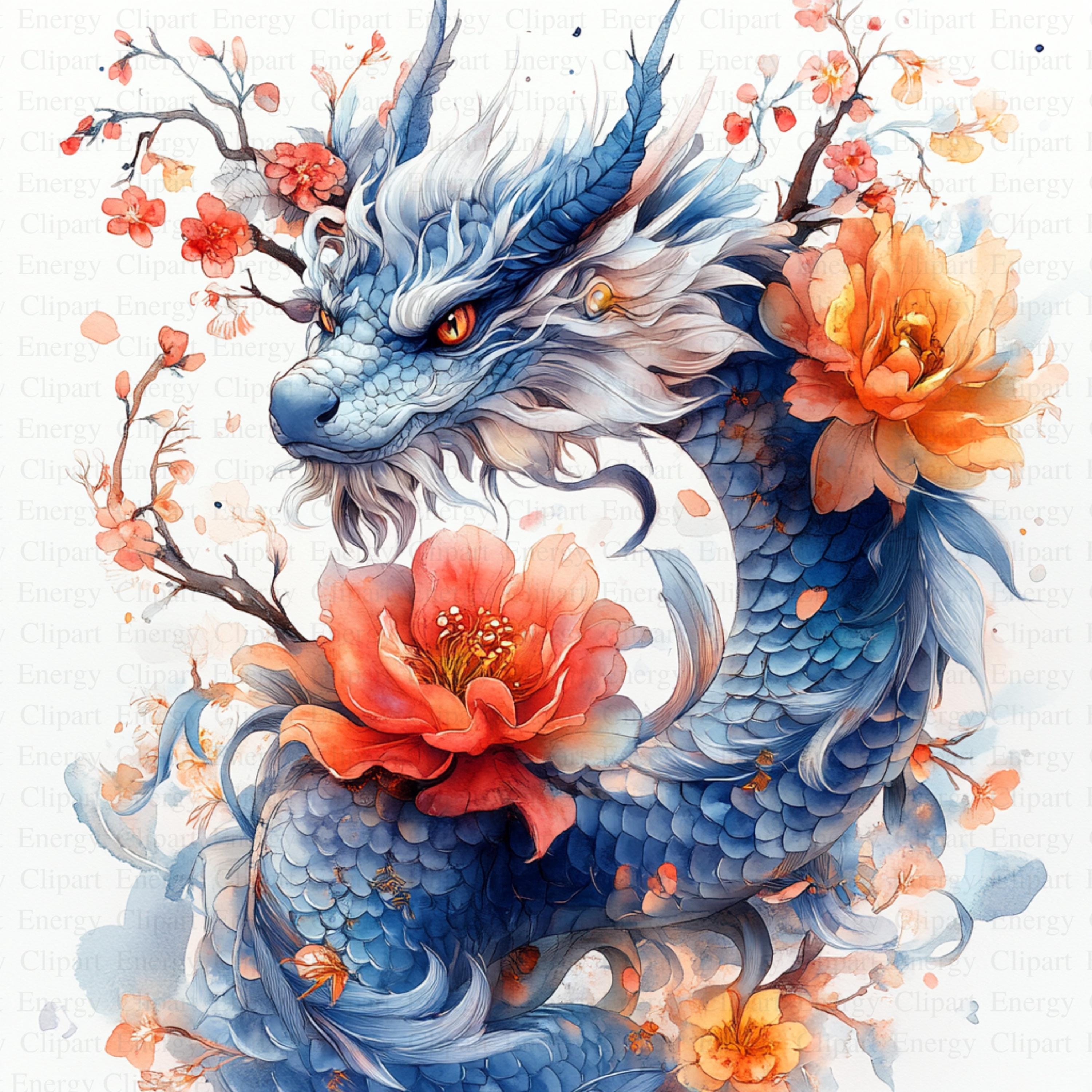 Floral Dragons Clipart | 5 High Quality Jpg's | Digital Download ...