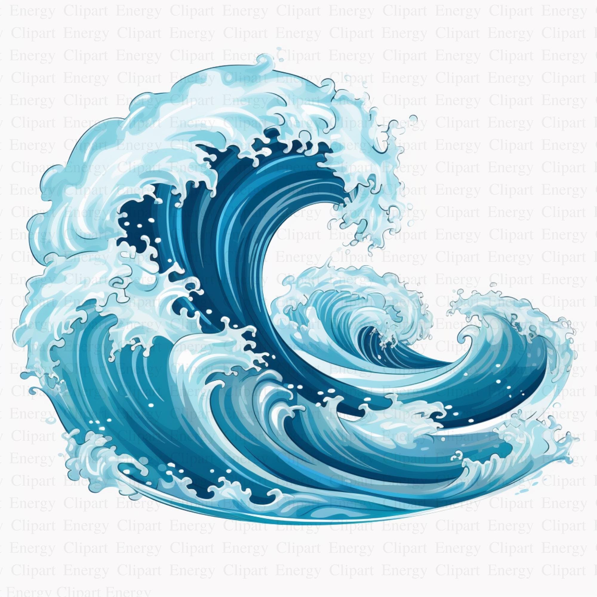 Watercolor Ocean Waves Clipart | 5 High Quality Jpg's | Digital ...