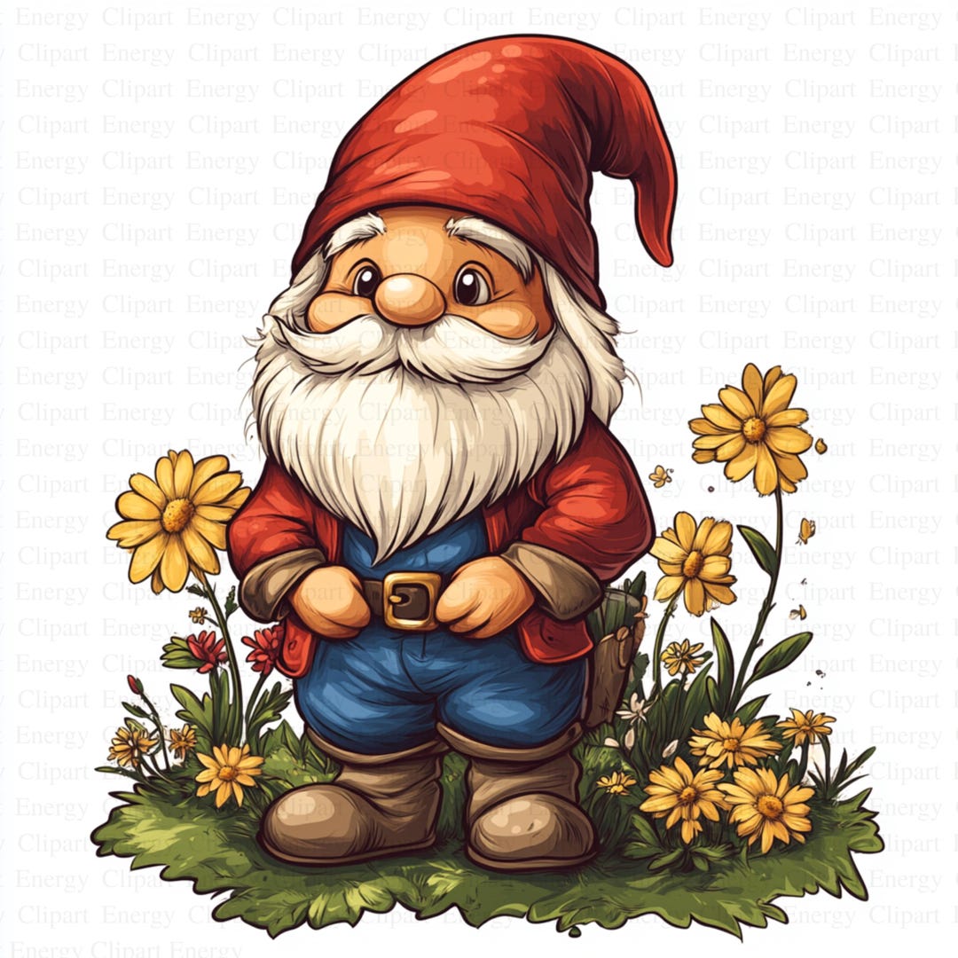 Watercolor Garden Gnome Clip Art | 5 High Quality Jpg's | Flower Gnome ...