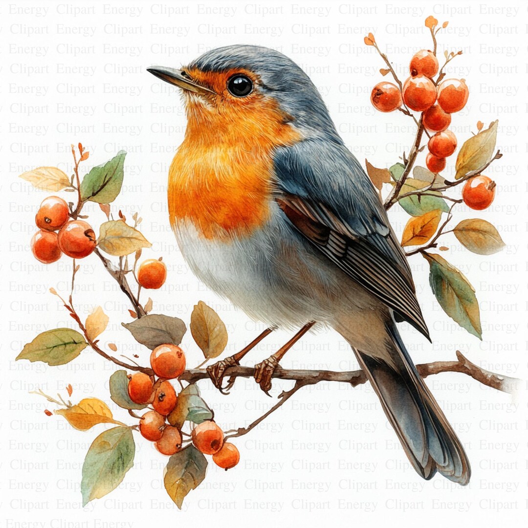 Valentine Robin Bird Clipart | 5 High Quality Jpgs | Digital Download ...