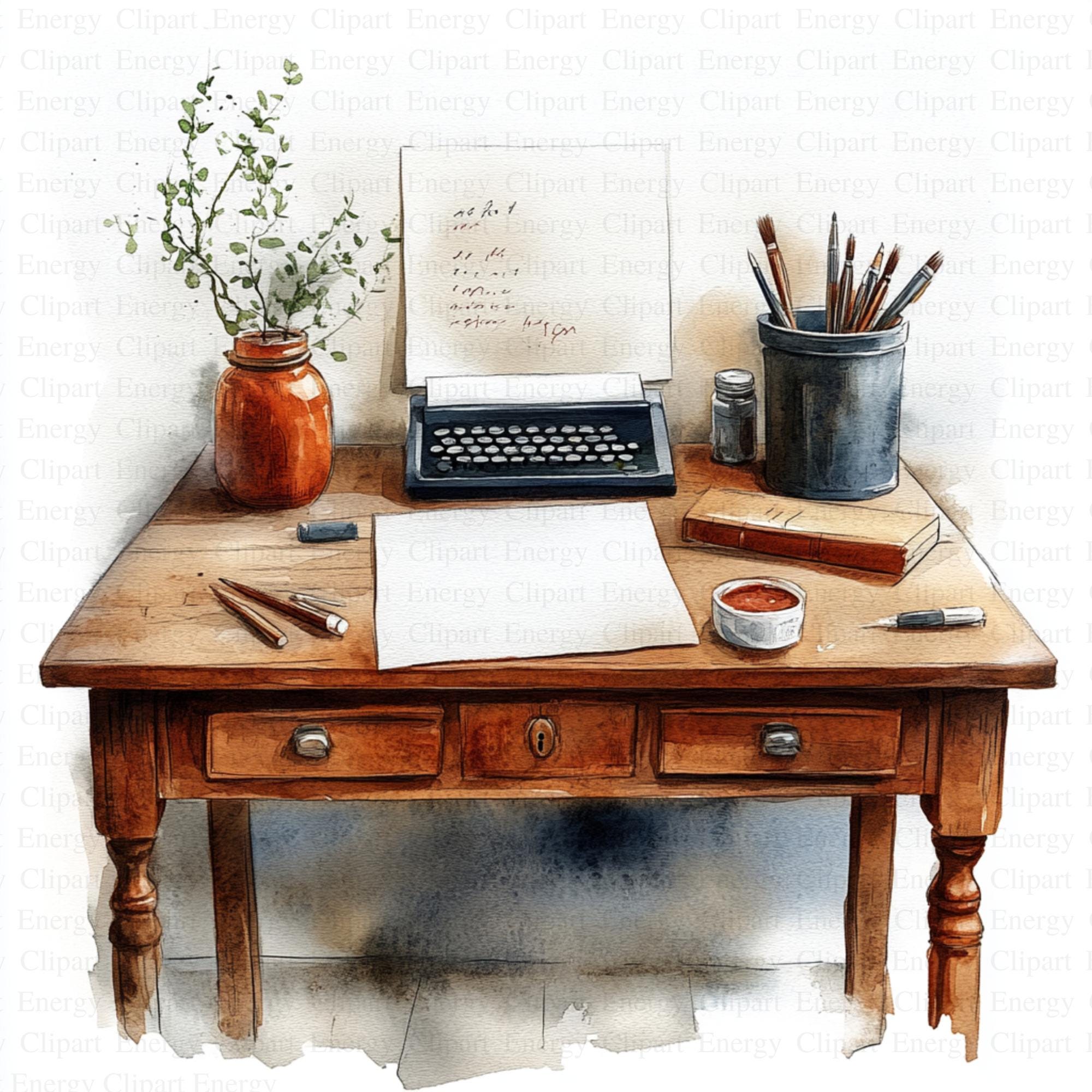 Writer's Desk Table Clipart | 5 High Quality Jpgs | Digital Download ...
