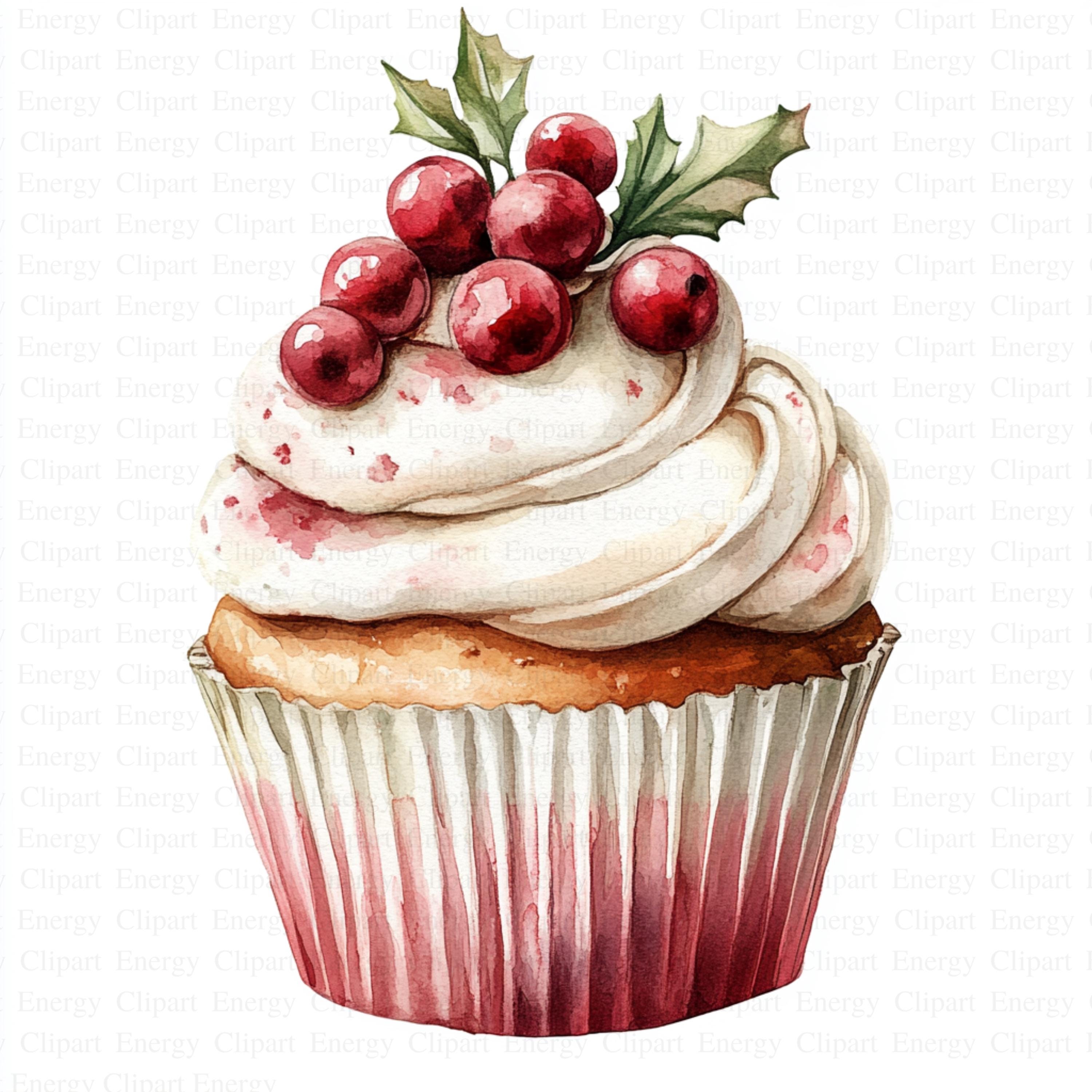 Christmas Cupcake Clipart | 5 High Quality Jpg's | Digital Download ...