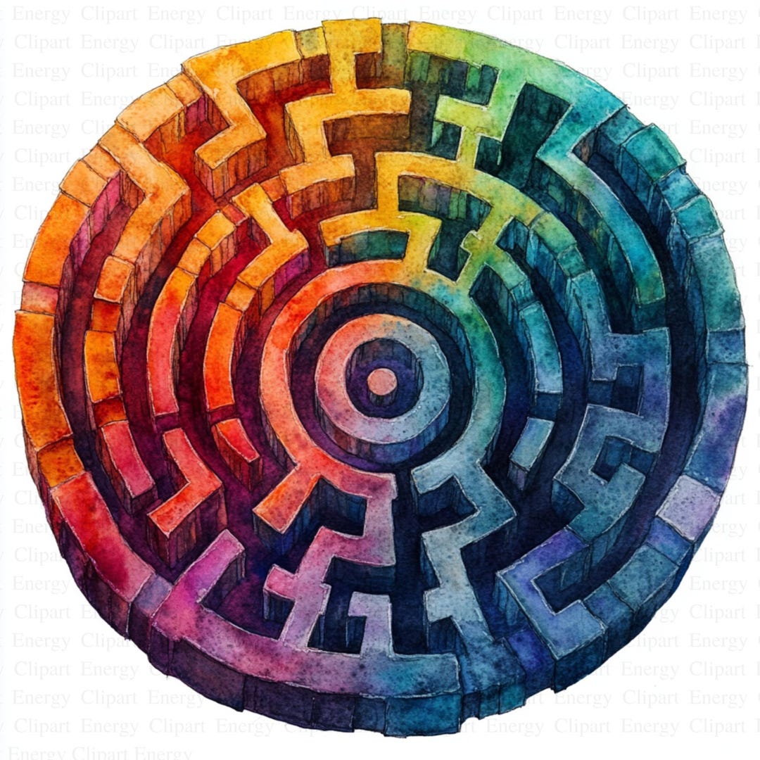 Labyrinth Clipart | 5 High Quality Jpgs | Digital Download | Wall Art | Antique Labyrinth ...