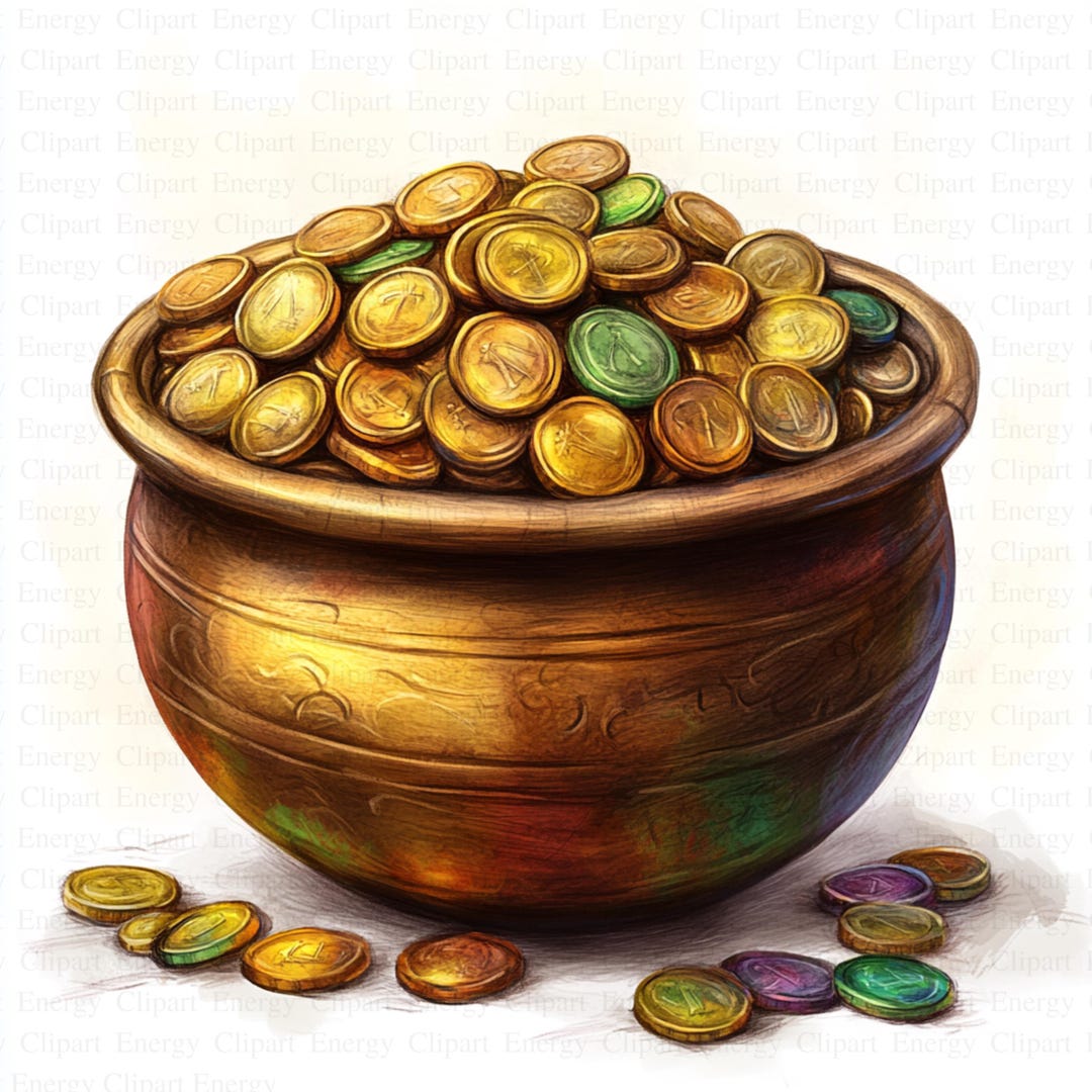 Pot of Gold Clipart | 5 High Quality Jpg's | Digital Download | Irish ...