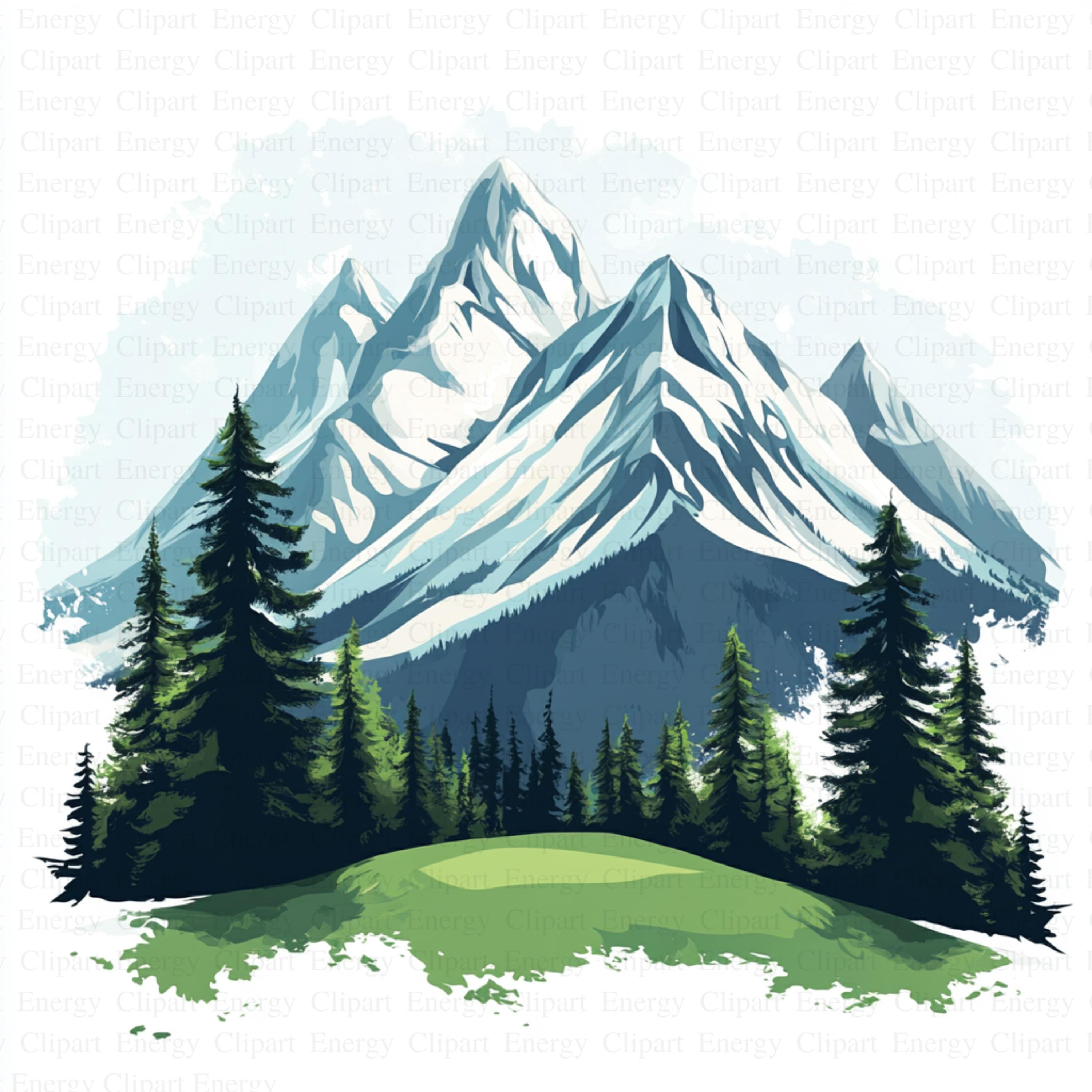 Mountain Landscape Clipart | 5 High Quality Jpgs | Digital Download ...