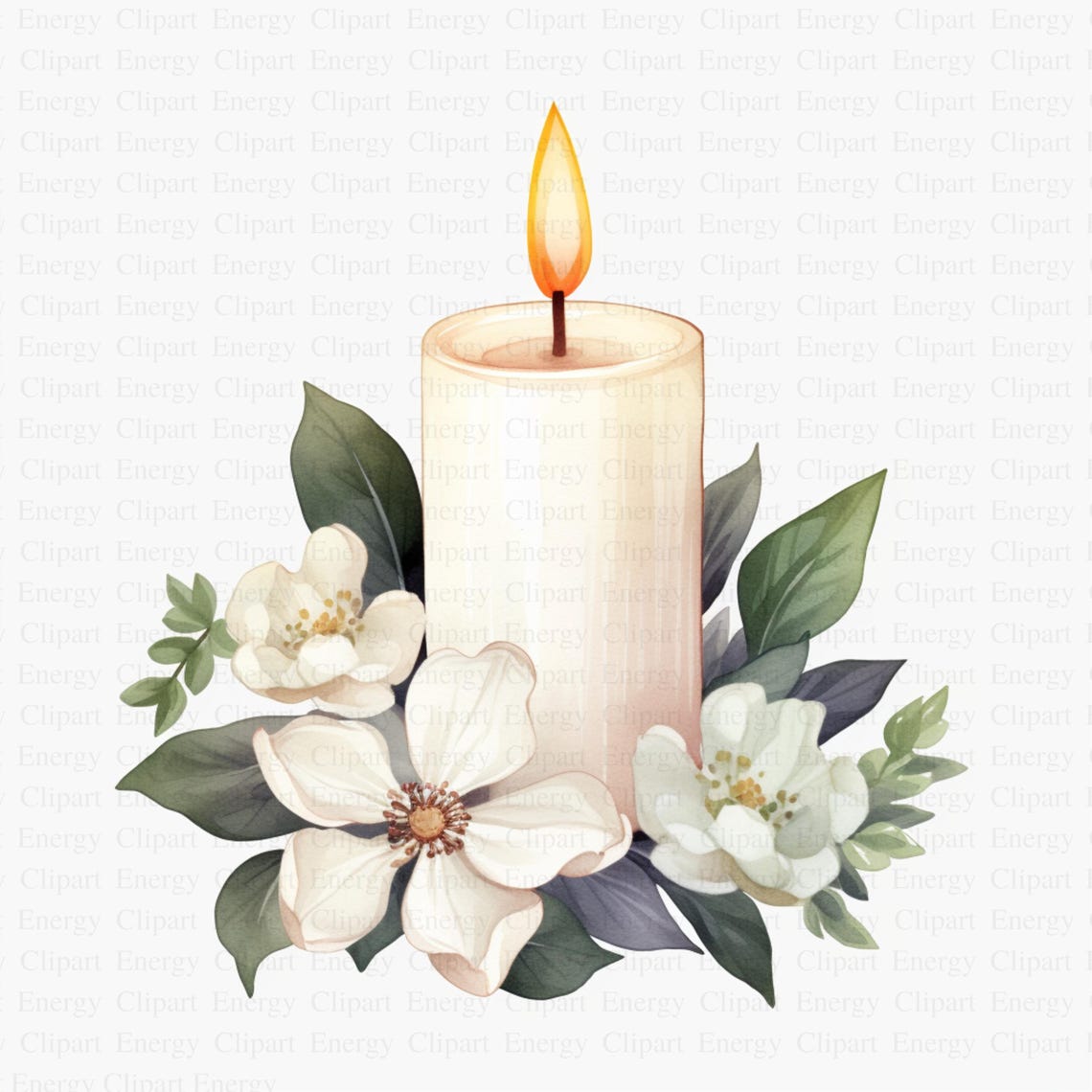 Watercolor White Candles Clipart | 5 High Quality Jpgs | Digital ...