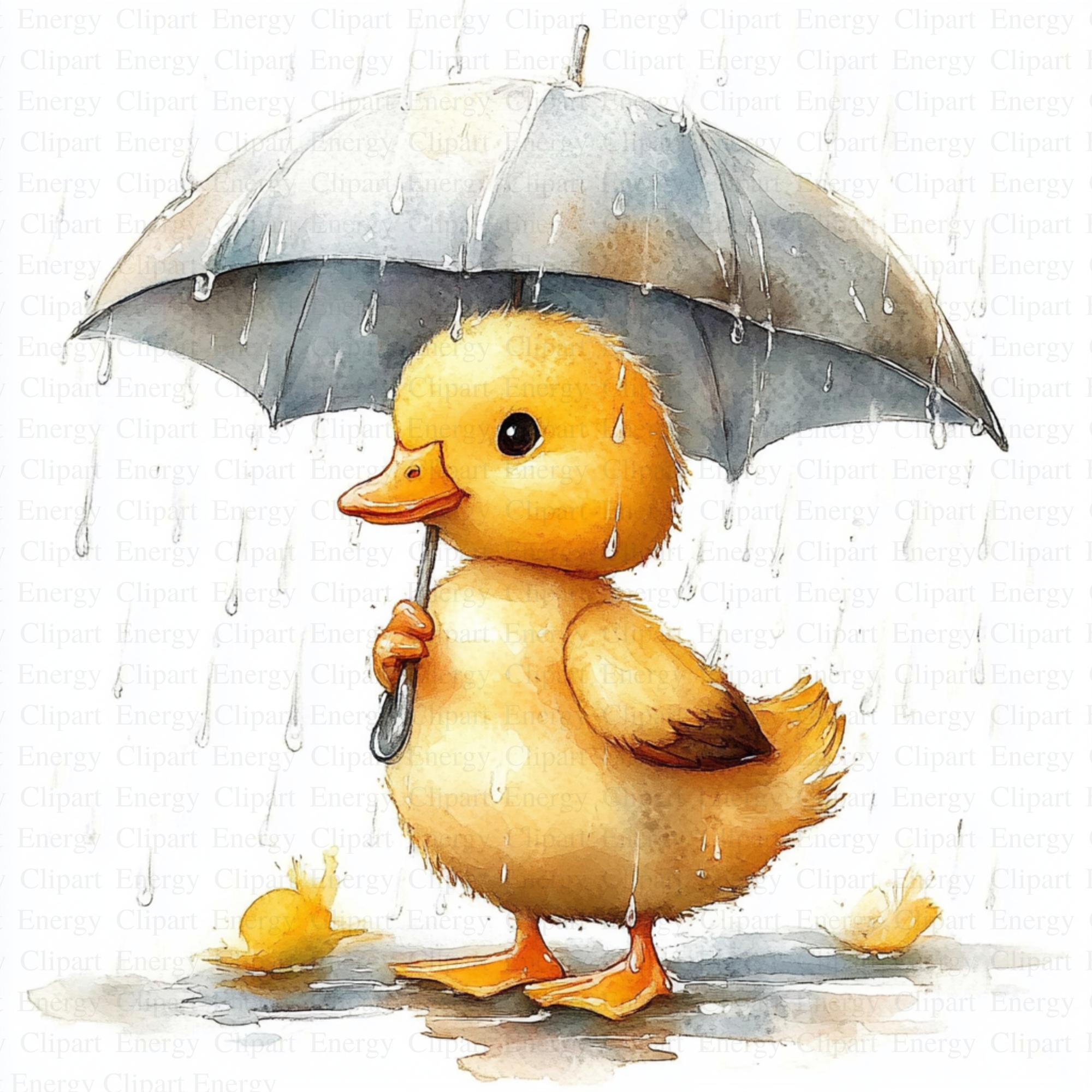 Duckling in Rain Clipart | 5 High Quality Jpgs | Digital Download ...