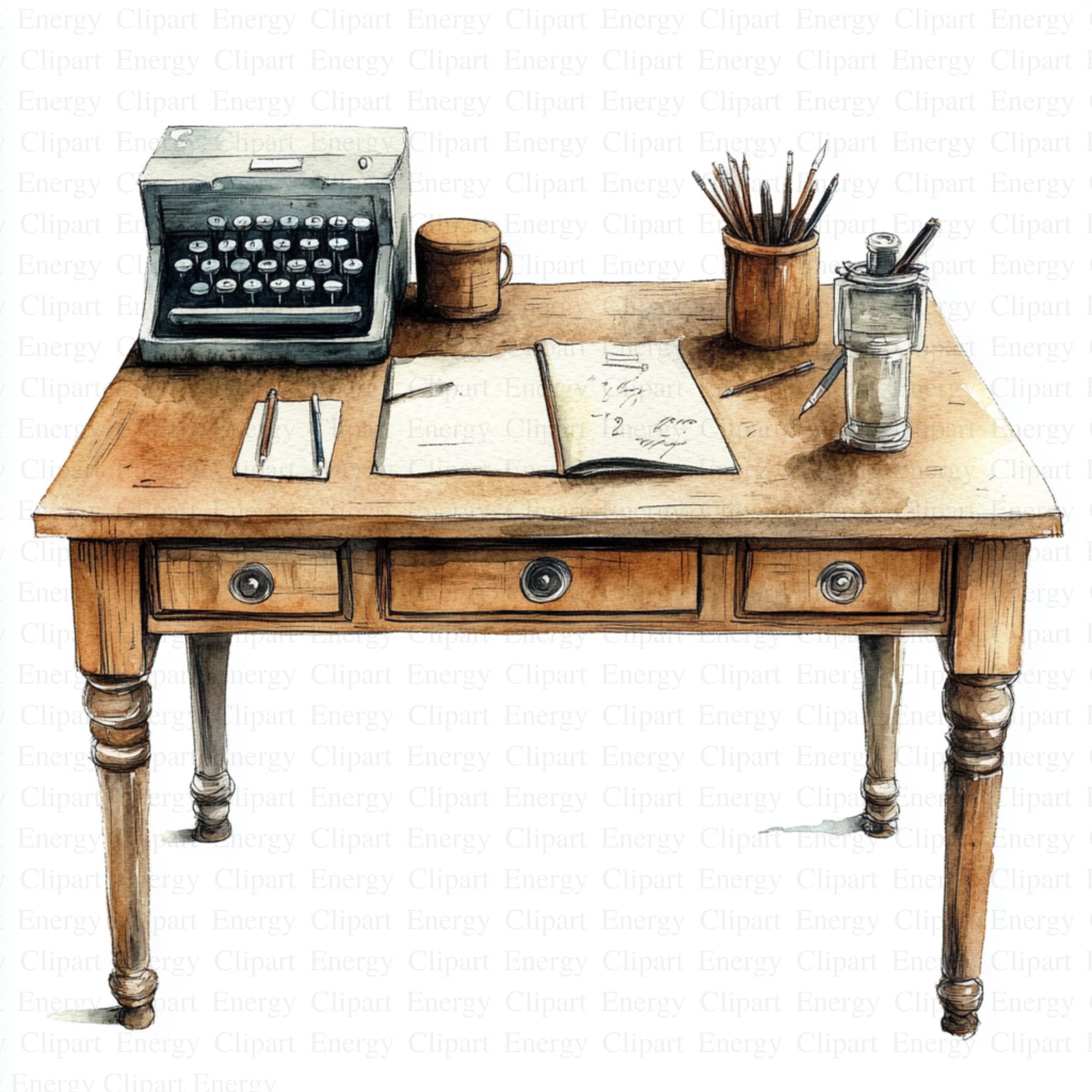 Writer's Desk Table Clipart | 5 High Quality Jpgs | Digital Download ...