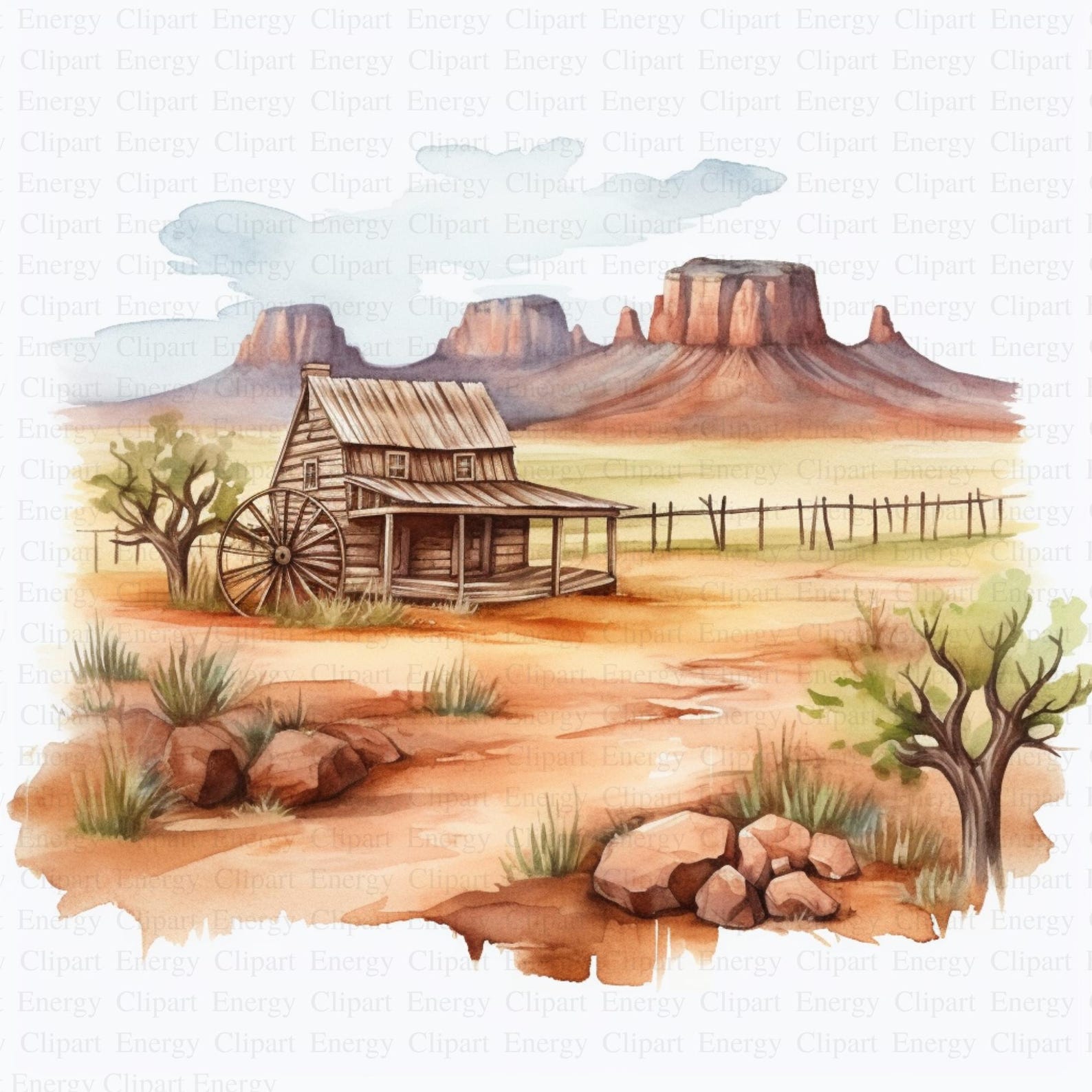 Old West Landscape Clipart | 5 High Quality Jpgs | Digital Download ...