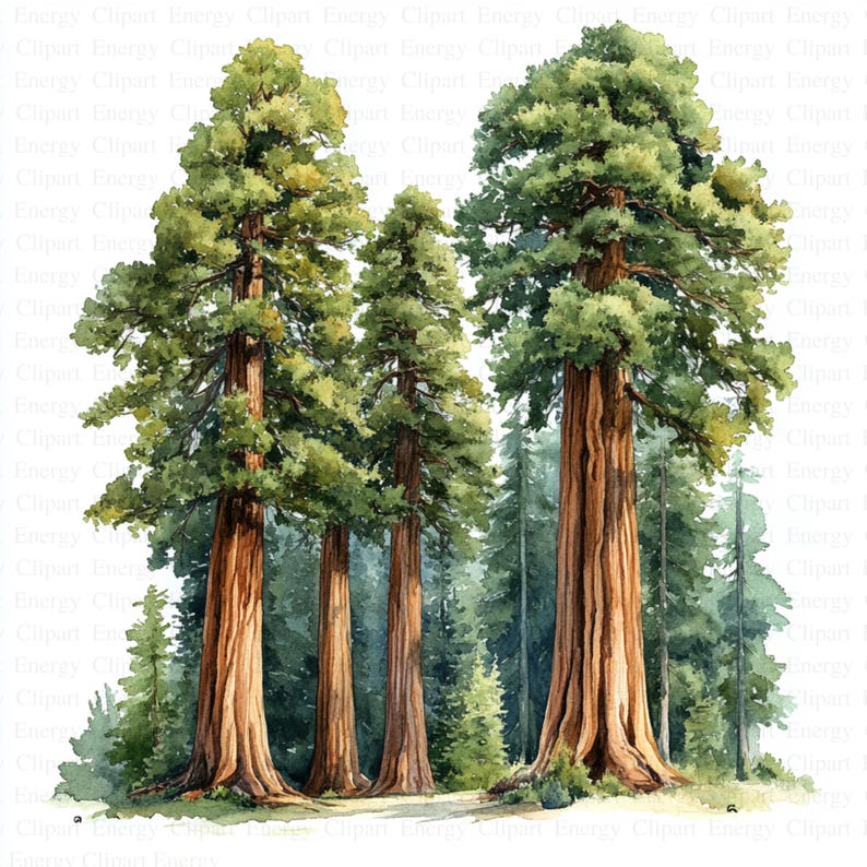 Sequoia Trees Clipart | 5 High Quality Jpg's | Digital Download | Tree ...