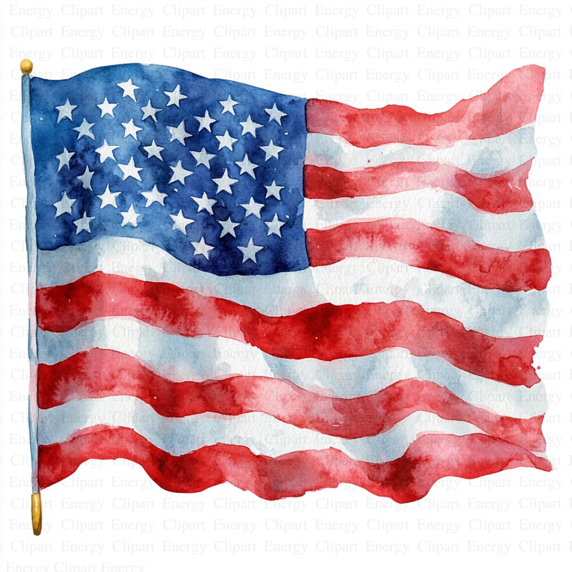 Watercolor American Flag Clipart | 5 High Quality Jpgs | Digital ...