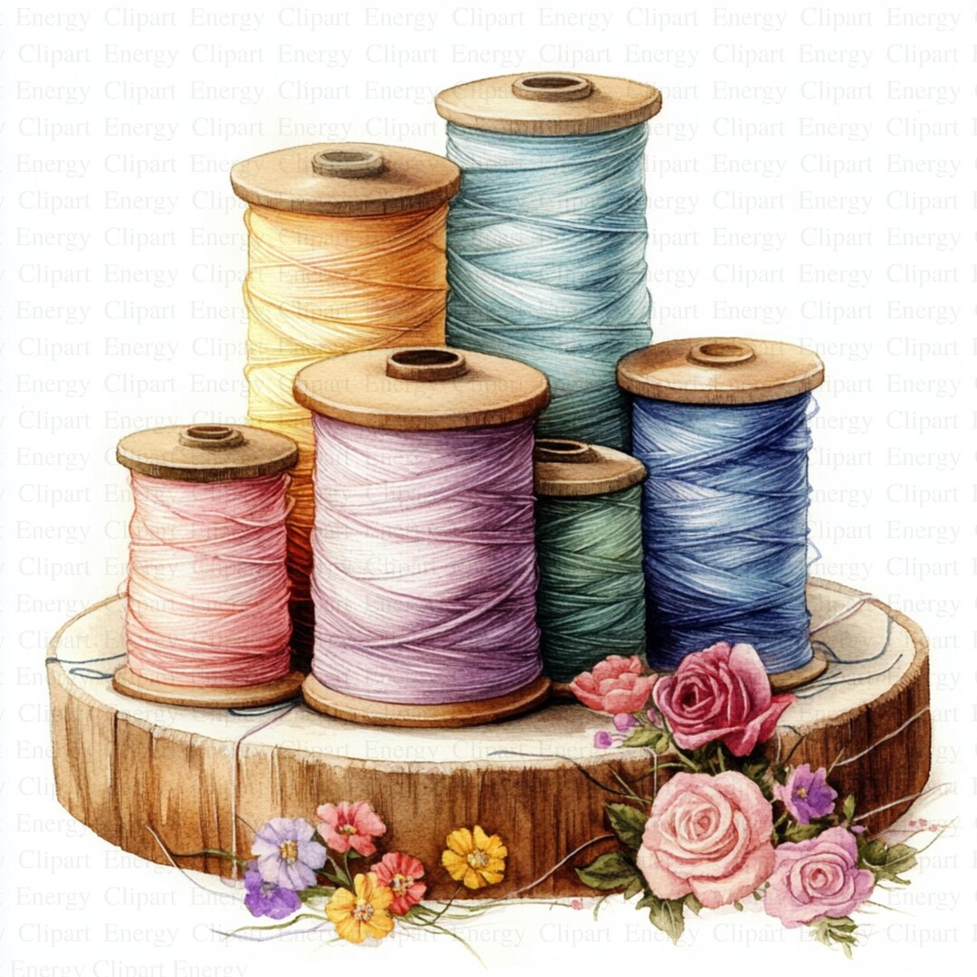 Vintage Spools of Thread Clipart | 5 High Quality Jpgs | Digital ...