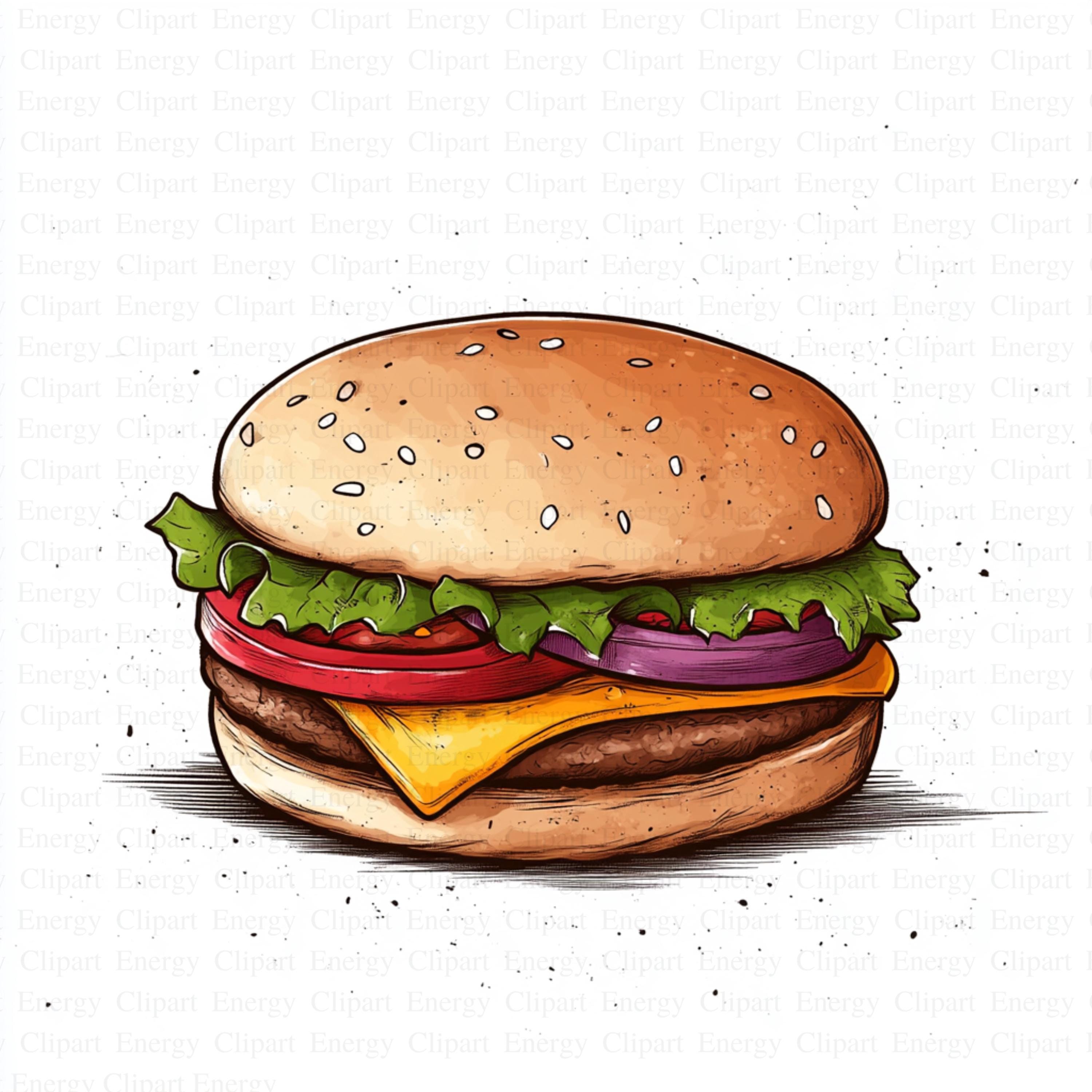 Hamburger Clipart | 5 High Quality Jpg's | Digital Download | Burger ...