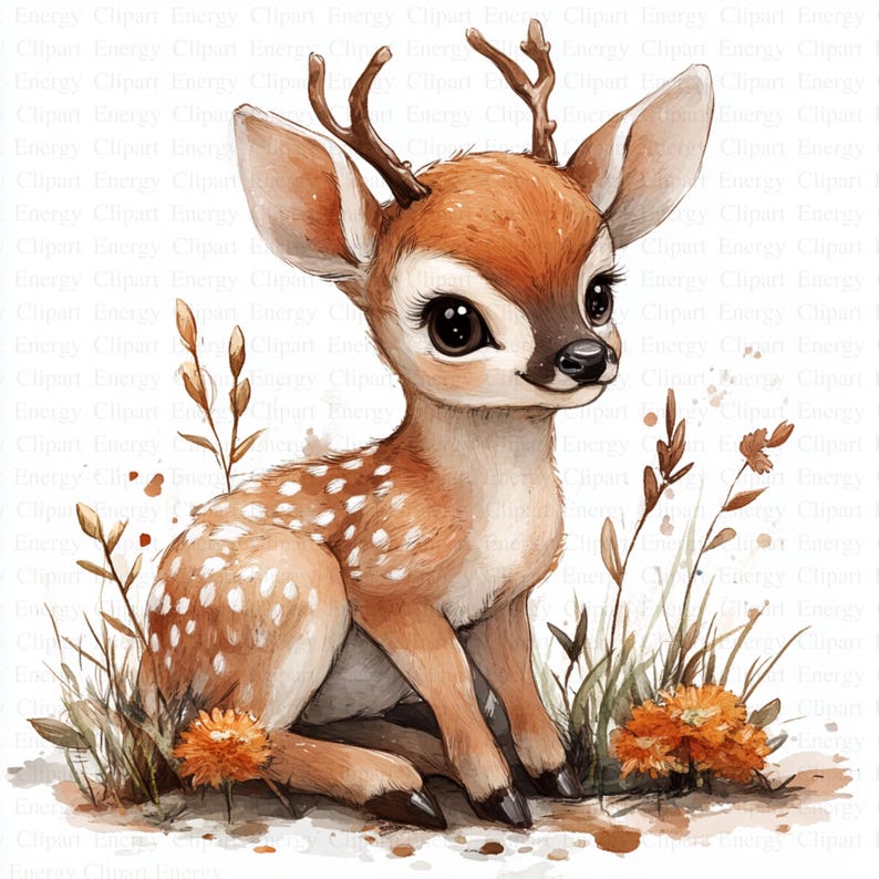 Cute Baby Deer Clipart | 5 High Quality Jpg's | Digital Download ...