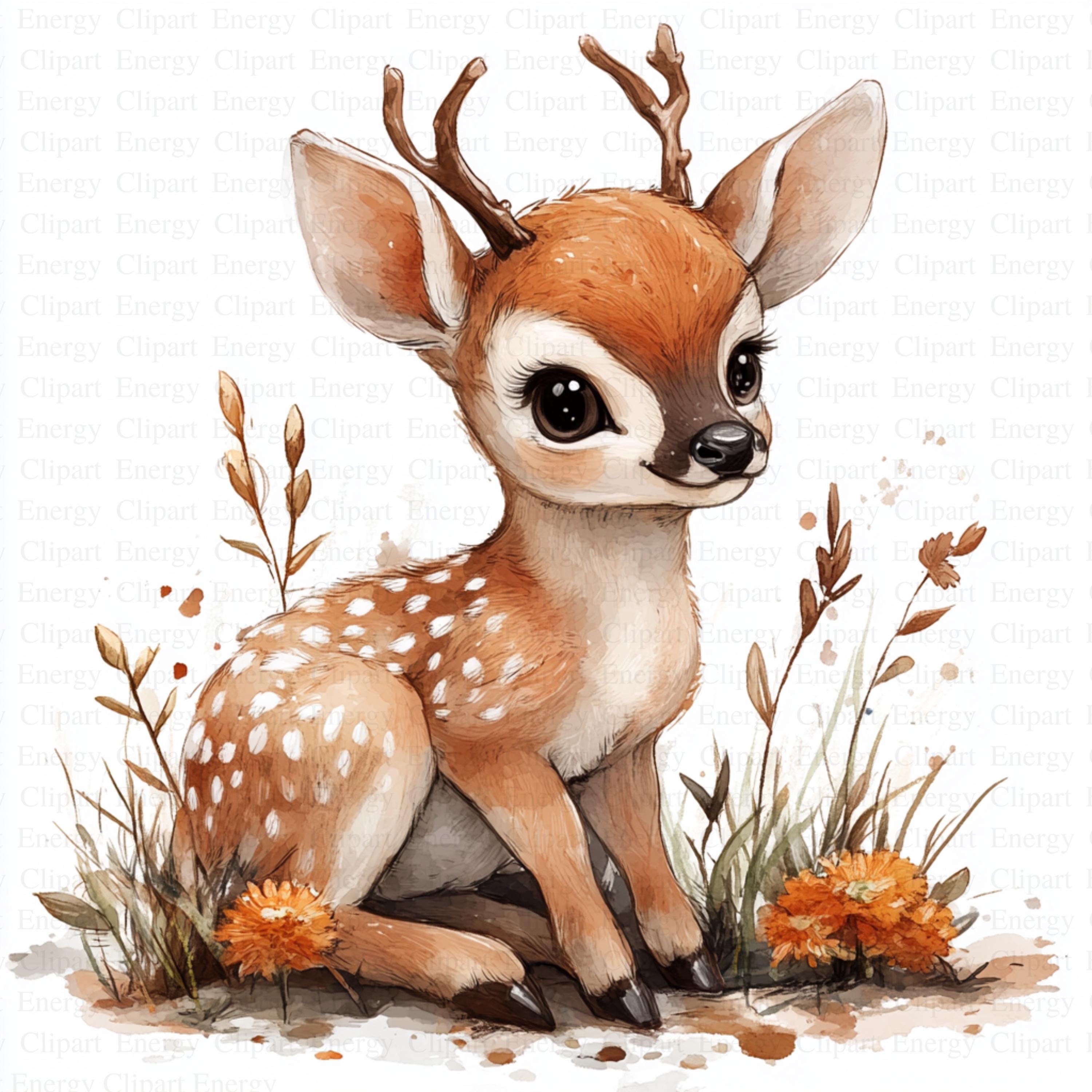 Cute Baby Deer Clipart | 5 High Quality Jpg's | Digital Download ...